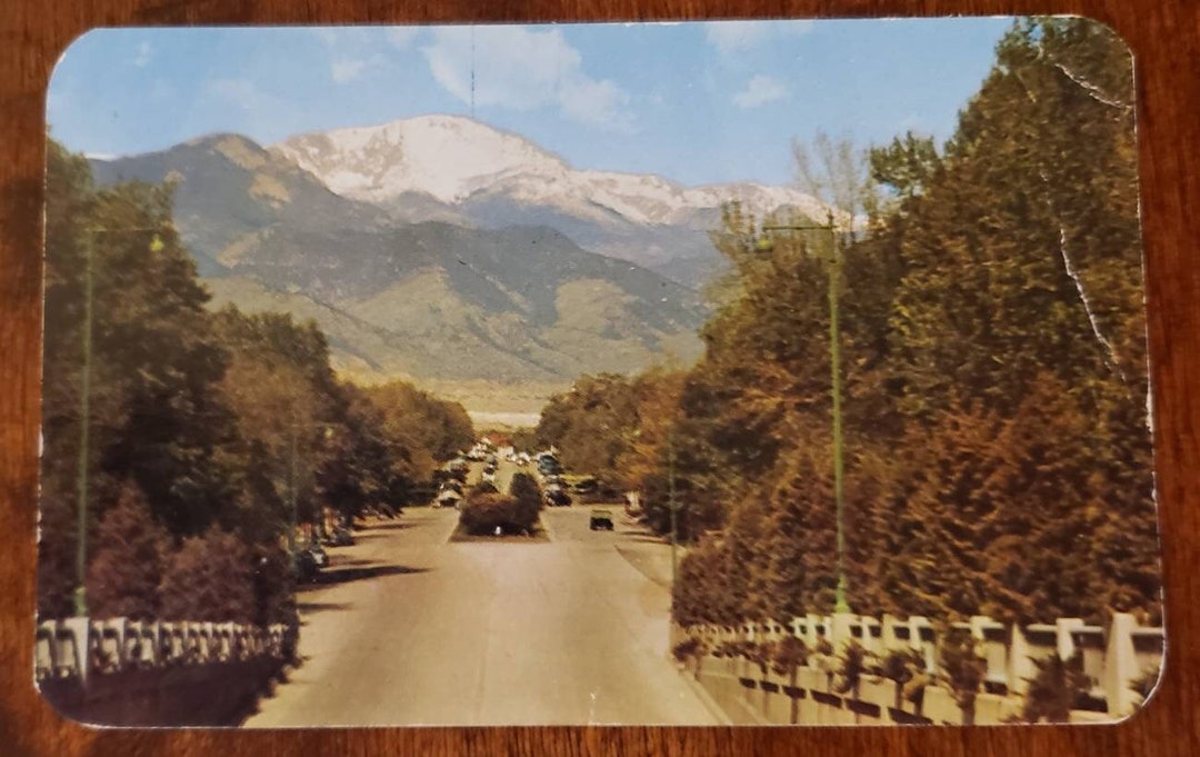 COLORADO SPRINGS Pike's Peak Platte Avenue Street View 1950s Vintage ...