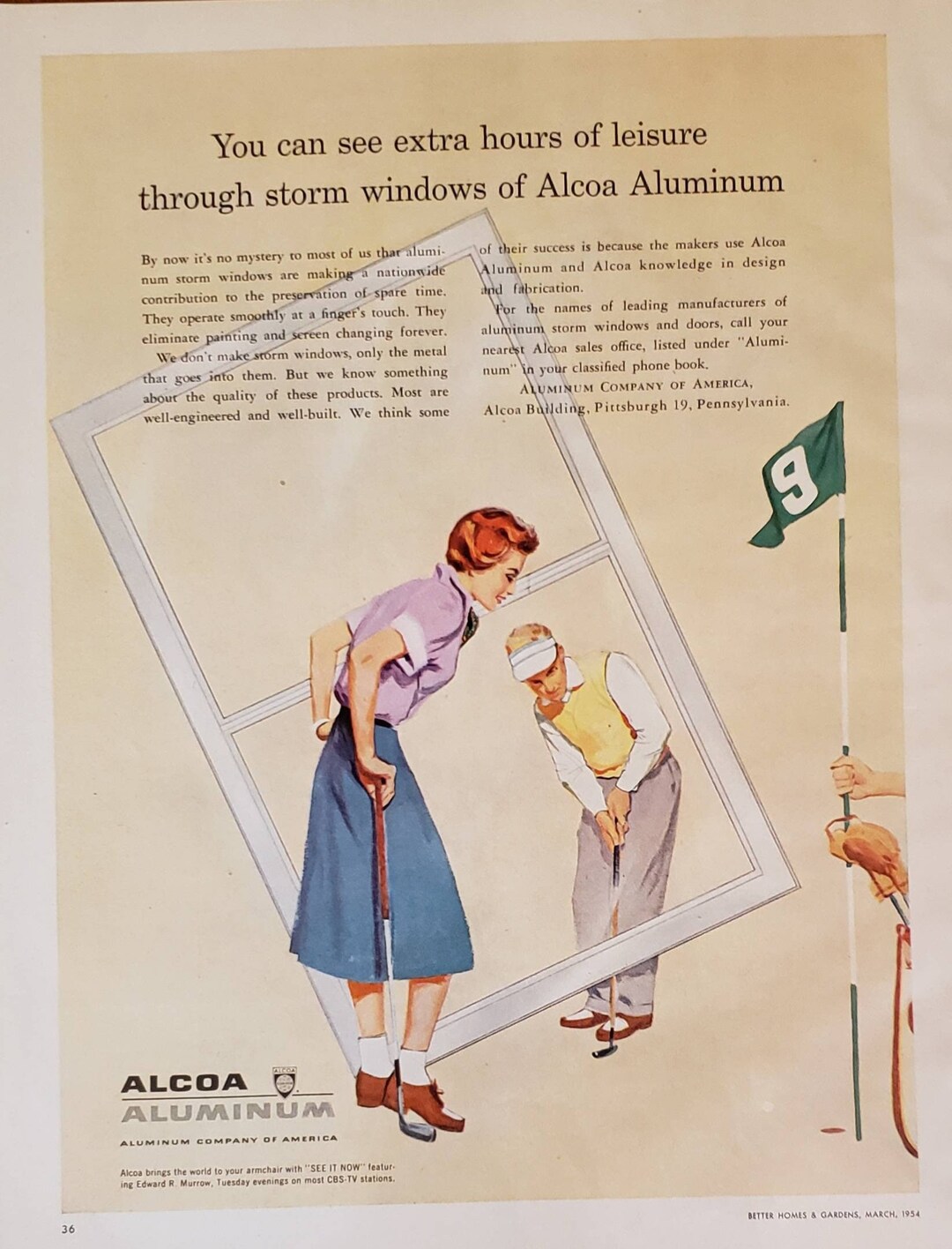 1954 ALCOA ALUMINUM Storm Windows Golf AIRFOAM Good Year Furniture ...