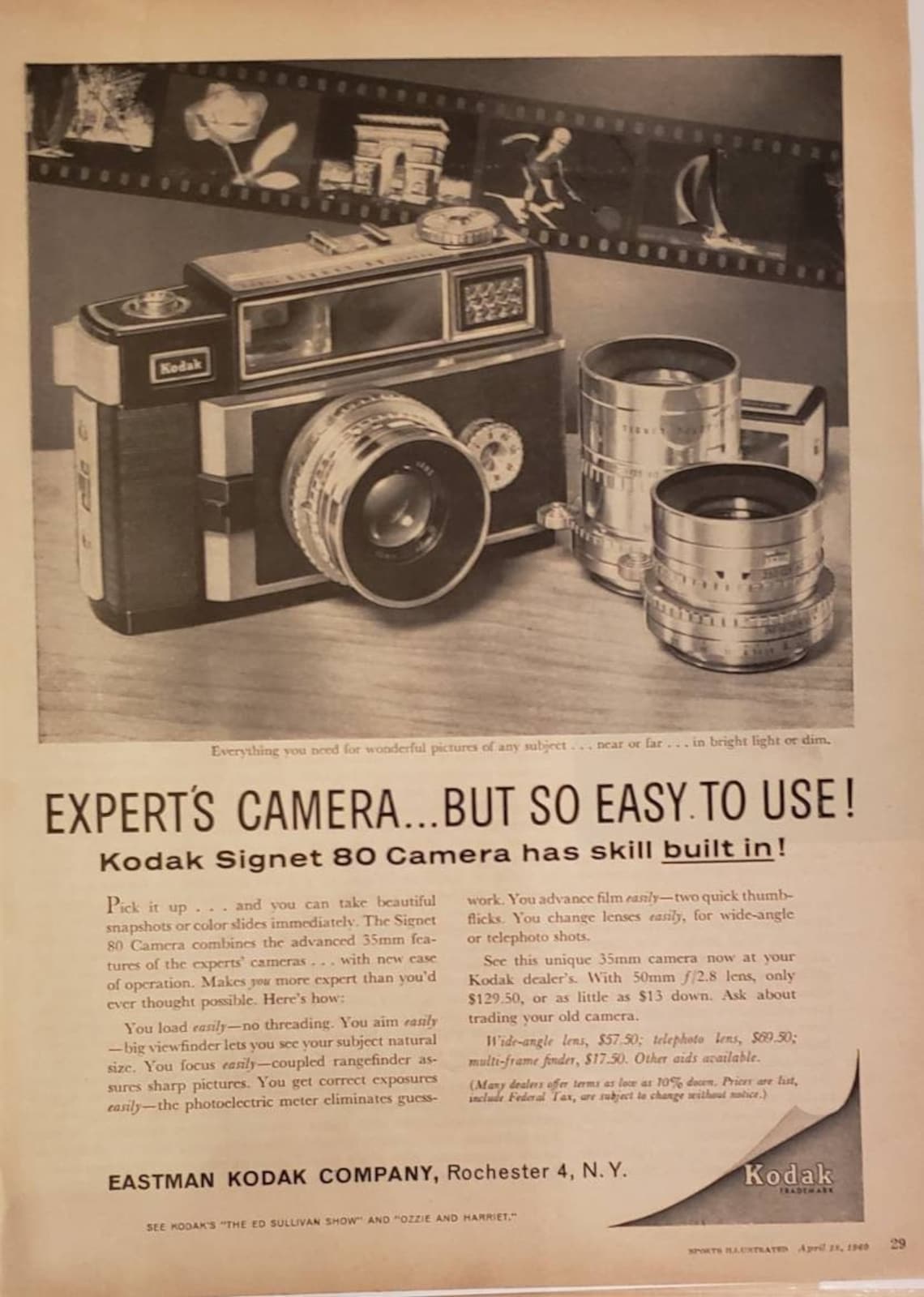 1960 EASTMAN KODAK Signet 80 Camera Expert 35mm Cameras Photography ...