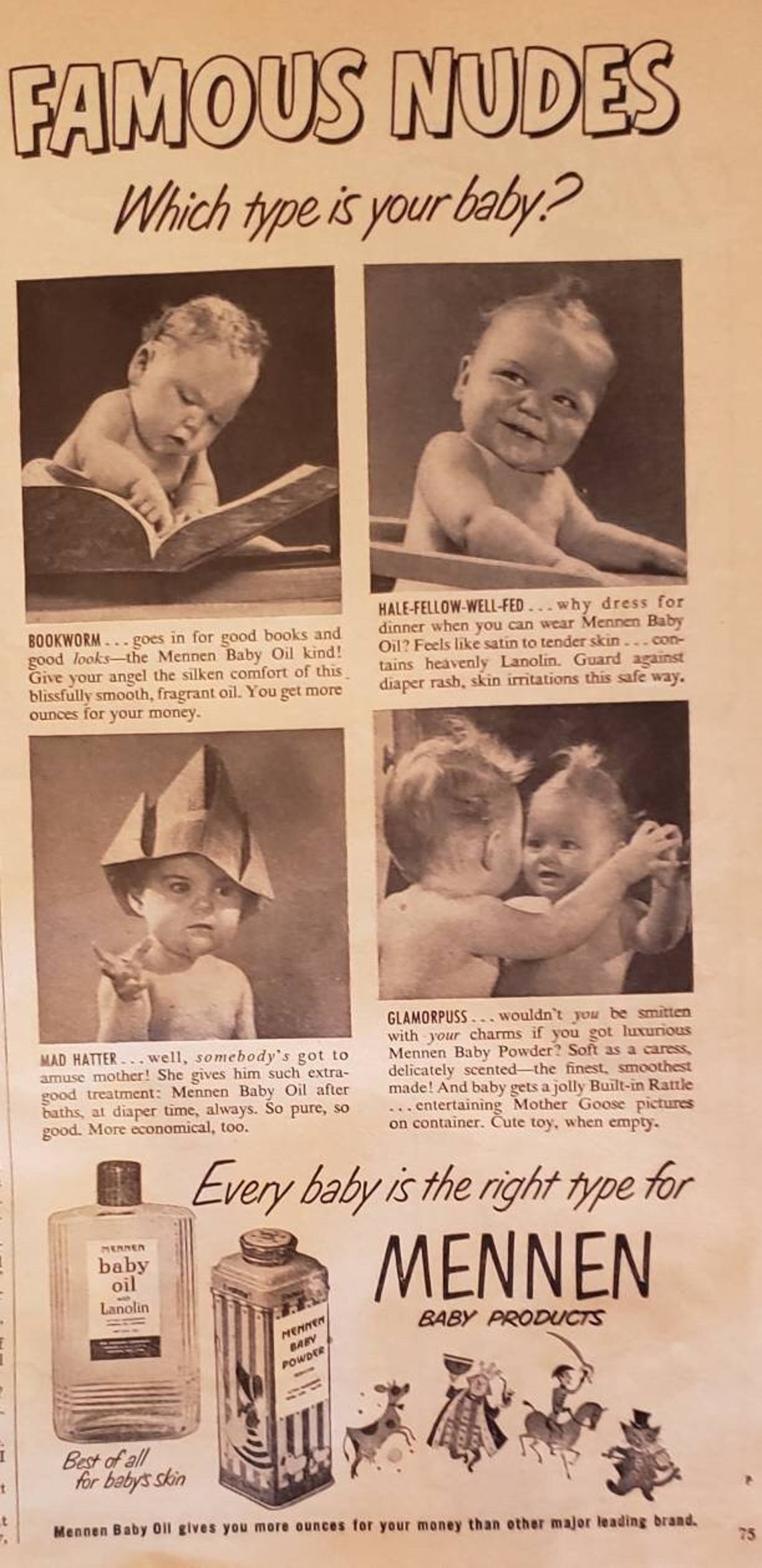 1951 MENNEN Baby Oil Powder Infant Skin Care Health Babies - Etsy