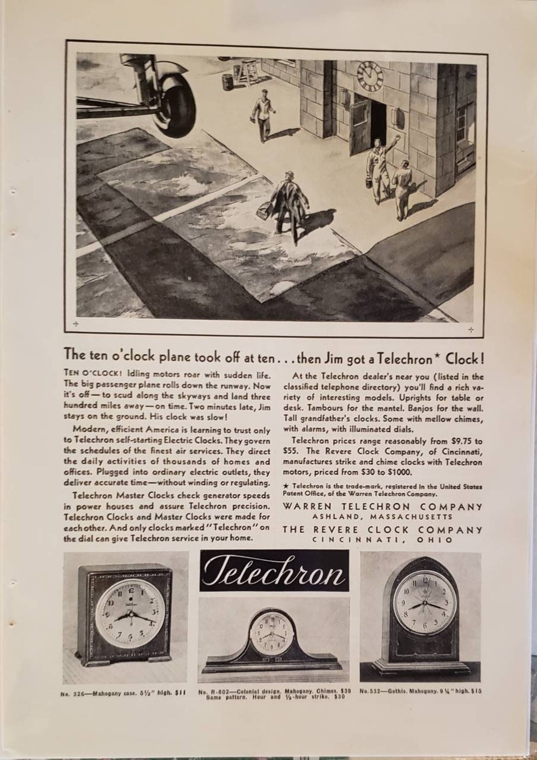 1931 WARREN TELECHRON Clock Electric Clocks Household Vintage Print Ad ...