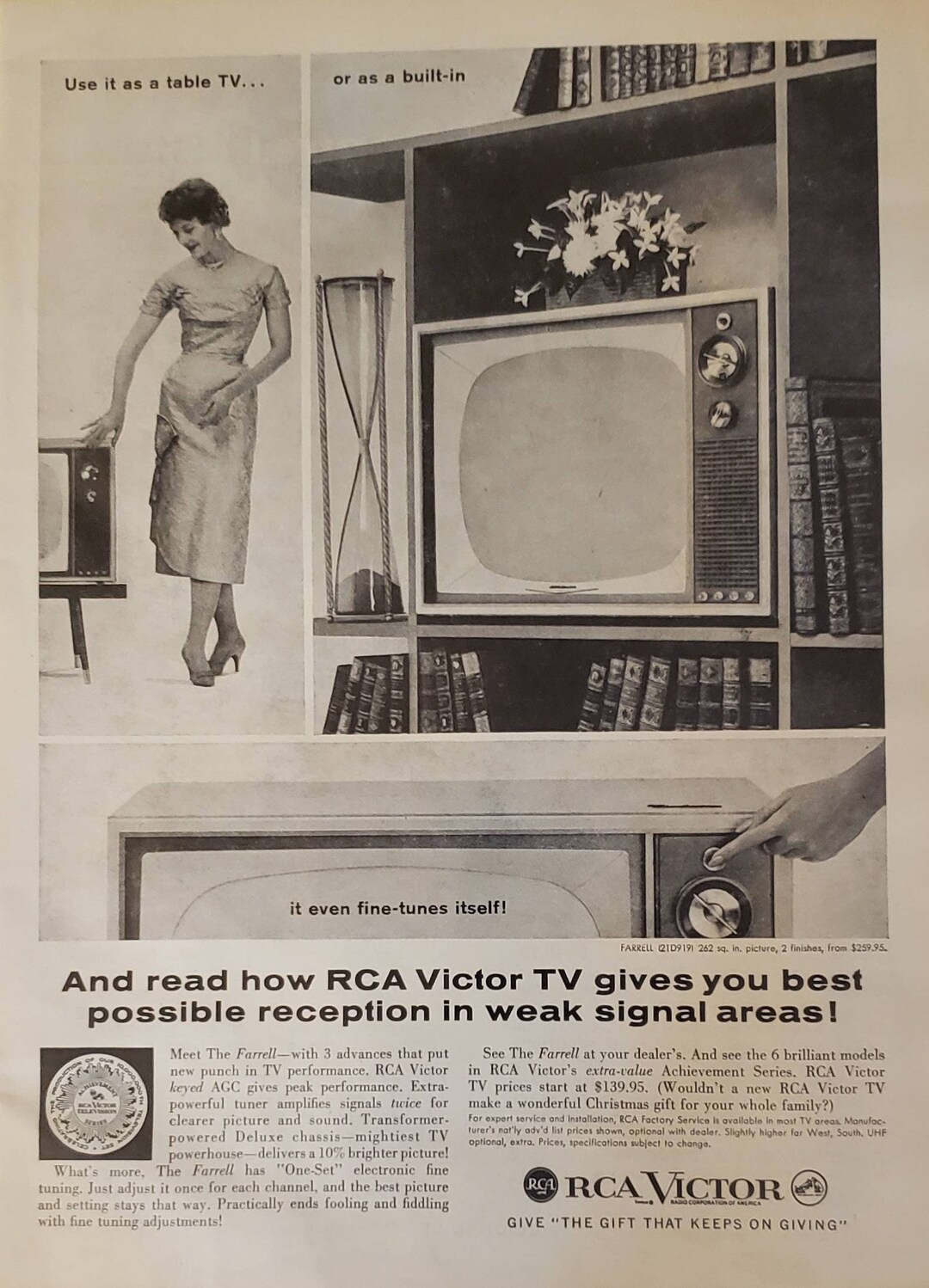1958 RCA VICTOR TV Farrell Television Set Vintage Print Ad - Etsy