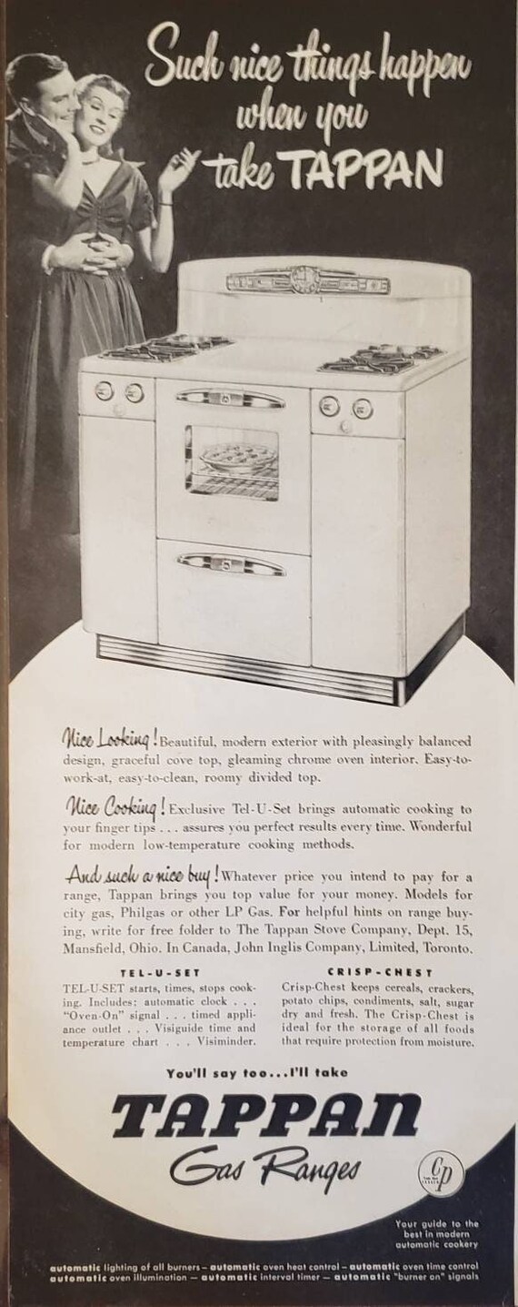 1950 TAPPAN Gas Range Stove Oven Kitchen Appliance Vintage - Etsy