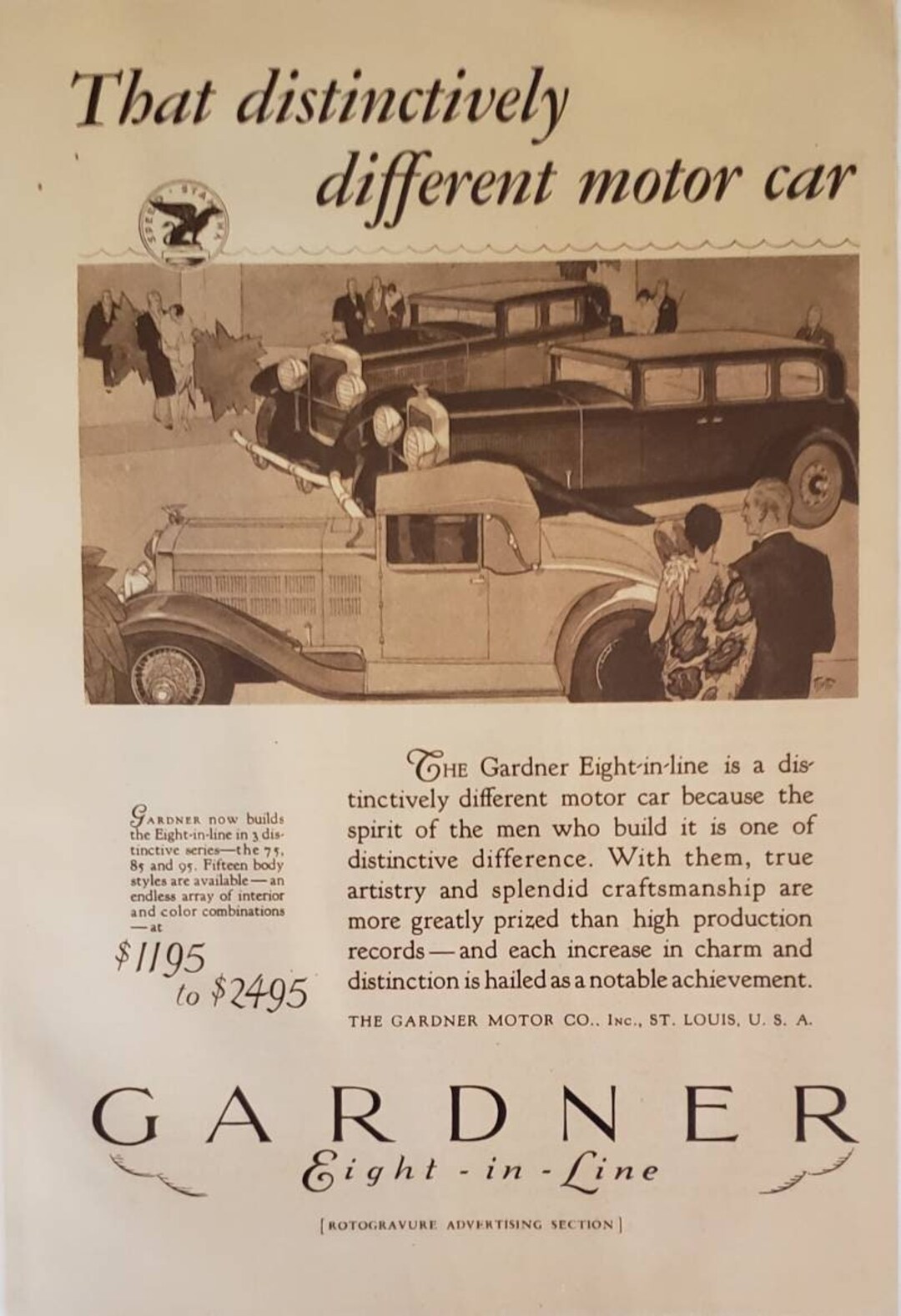 1928 GARDNER MOTOR COMPANY Eight-in-line Car Automobile St Louis ...