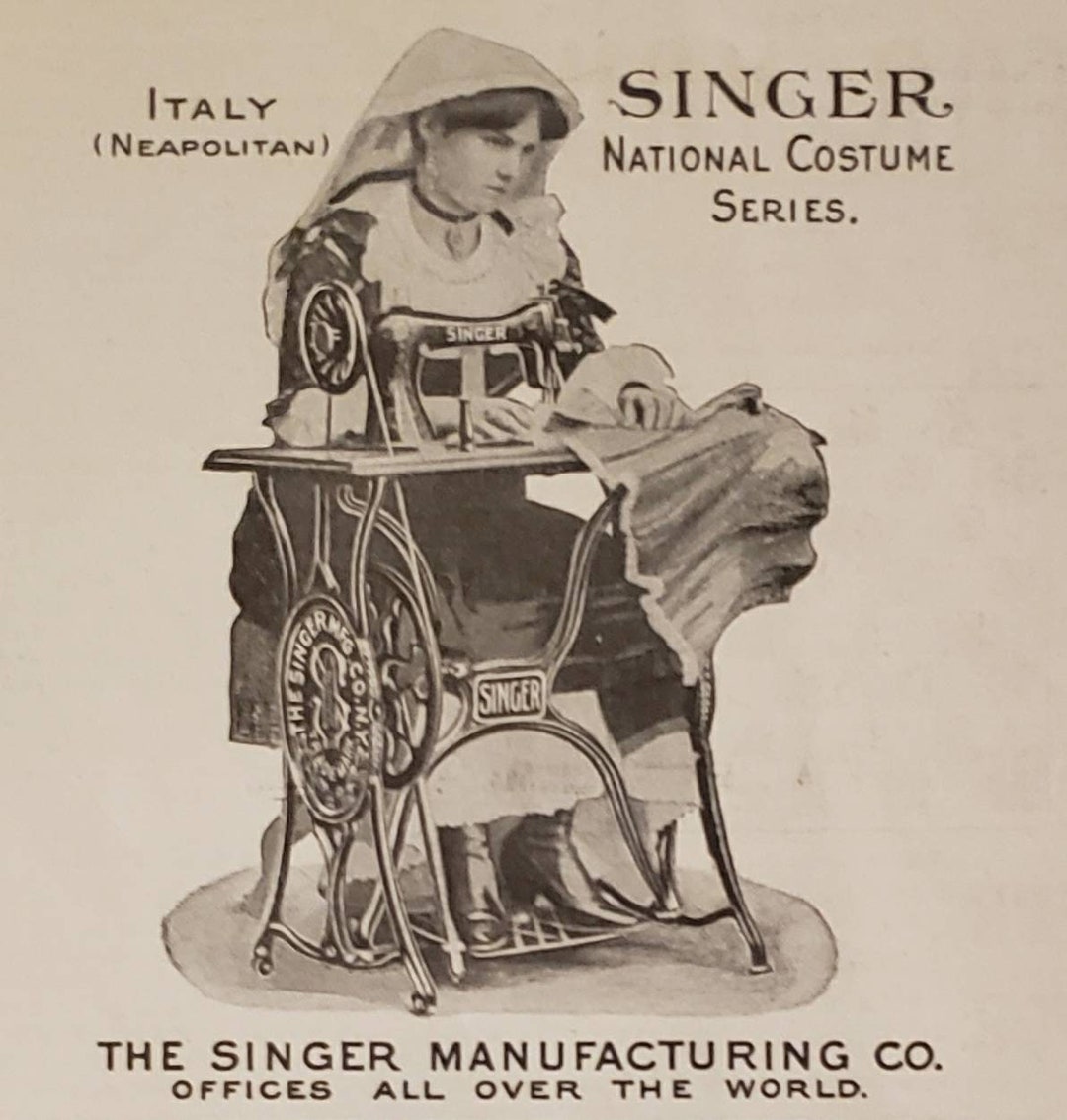 1898 SINGER Sewing Machine National Costume Series Italy Neapolitan ...