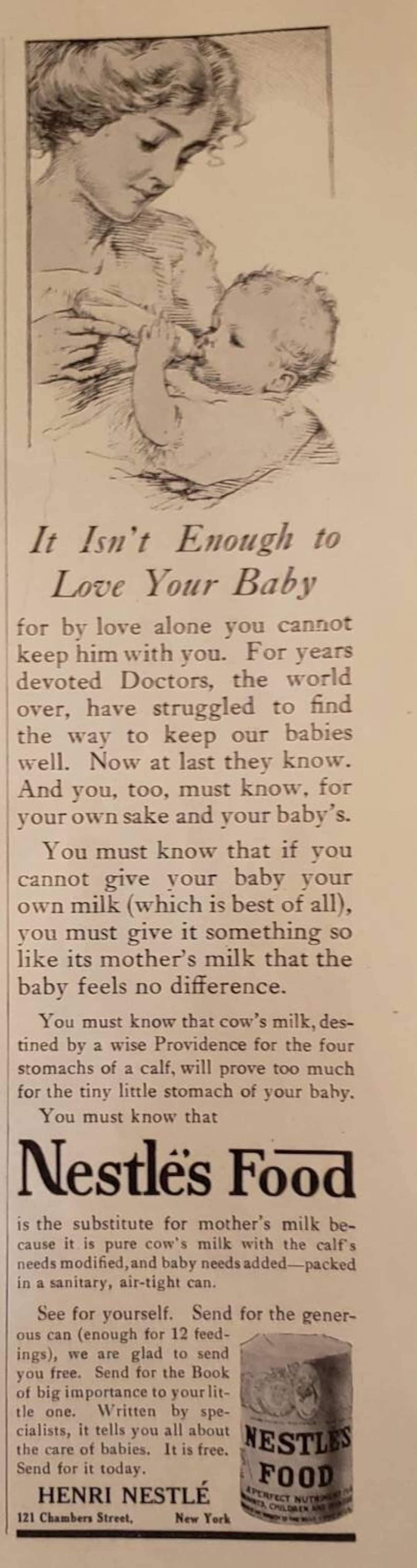 1913 NESTLES FOOD Baby Mother Infant Foods Vintage Print Ad - Etsy