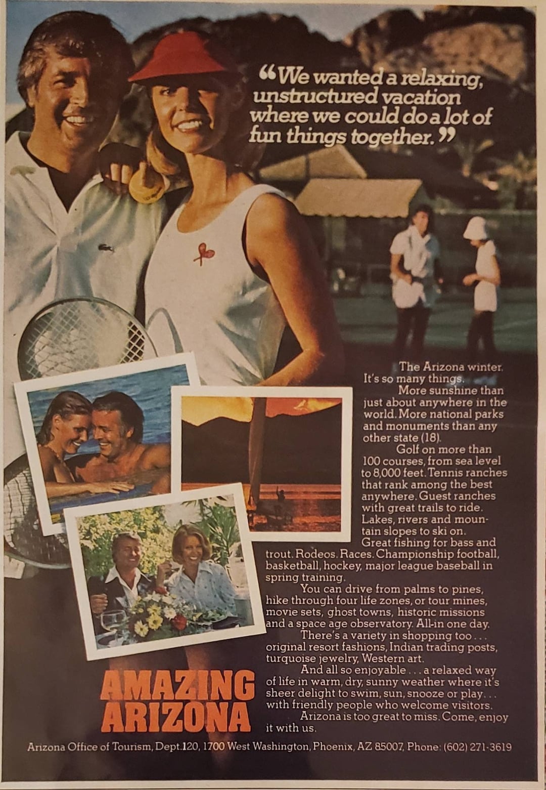 1976 ARIZONA Office of Tourism Travel Vacation Vintage Print Ad - Etsy