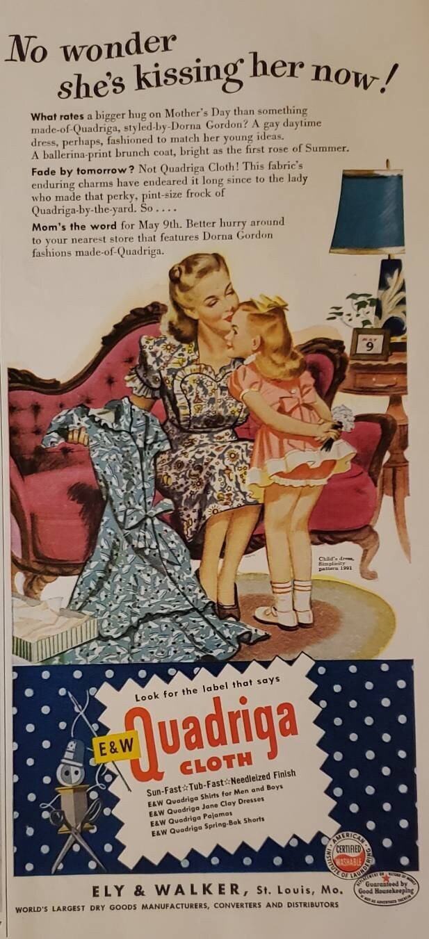 1948 ELY & WALKER Quadriga Cloth Dorna Gordon Fashion Mother - Etsy