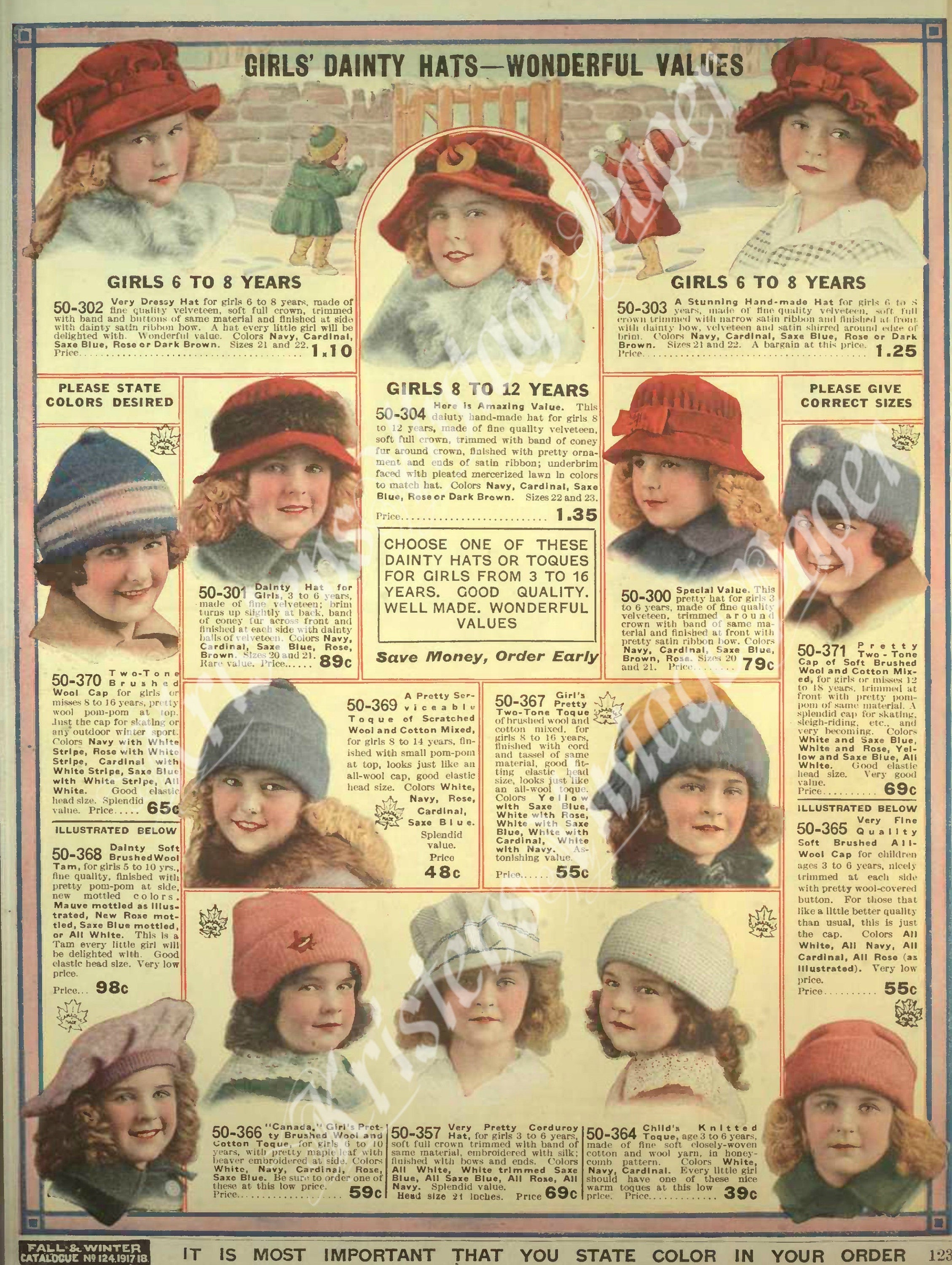 INSTANT DOWNLOAD - Girls Dainty Hats - Victorian - Fashion - Catalog ...