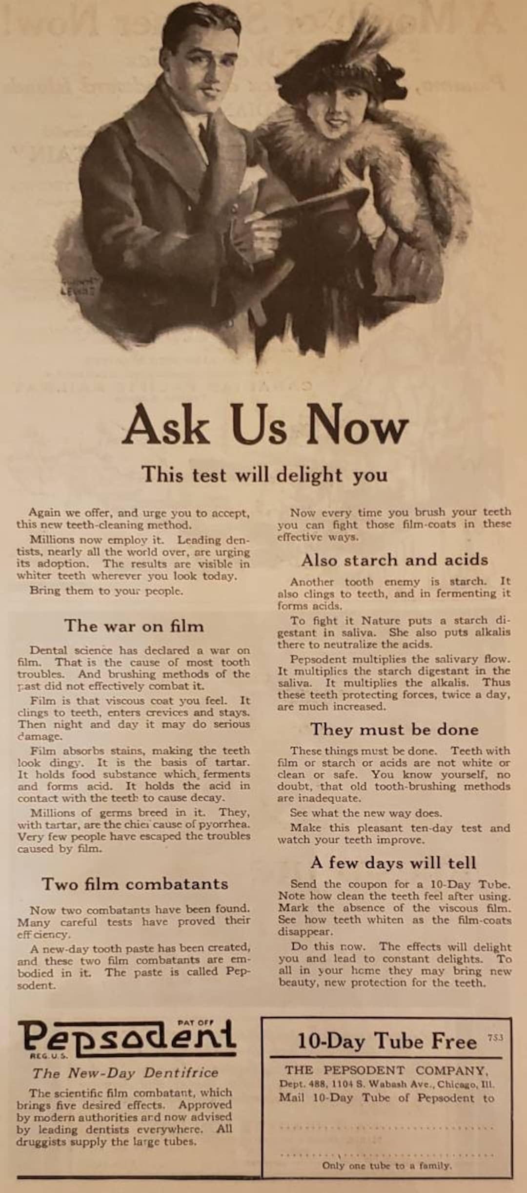 1922 PEPSODENT Dentrifice Toothpaste Teeth Film Dental Hygiene Oral ...