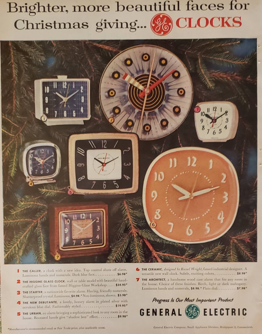 1954 GE General Electric Clock Faces Clocks Christmas Gifts Vintage ...