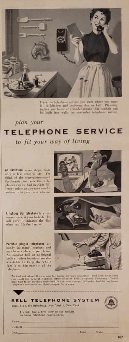 1954 BELL TELEPHONE SYSTEM Phone Service Telecommunications Vintage ...