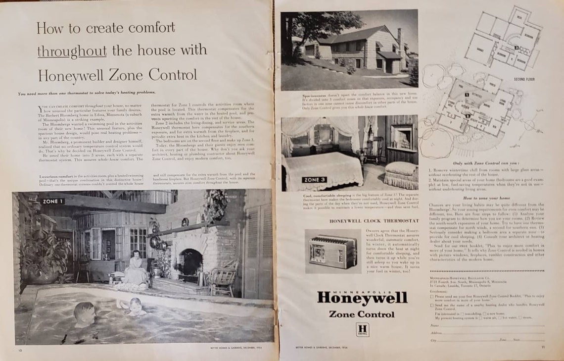 1954 HONEYWELL ZONE CONTROL Clock Thermostat Minneapolis - Etsy