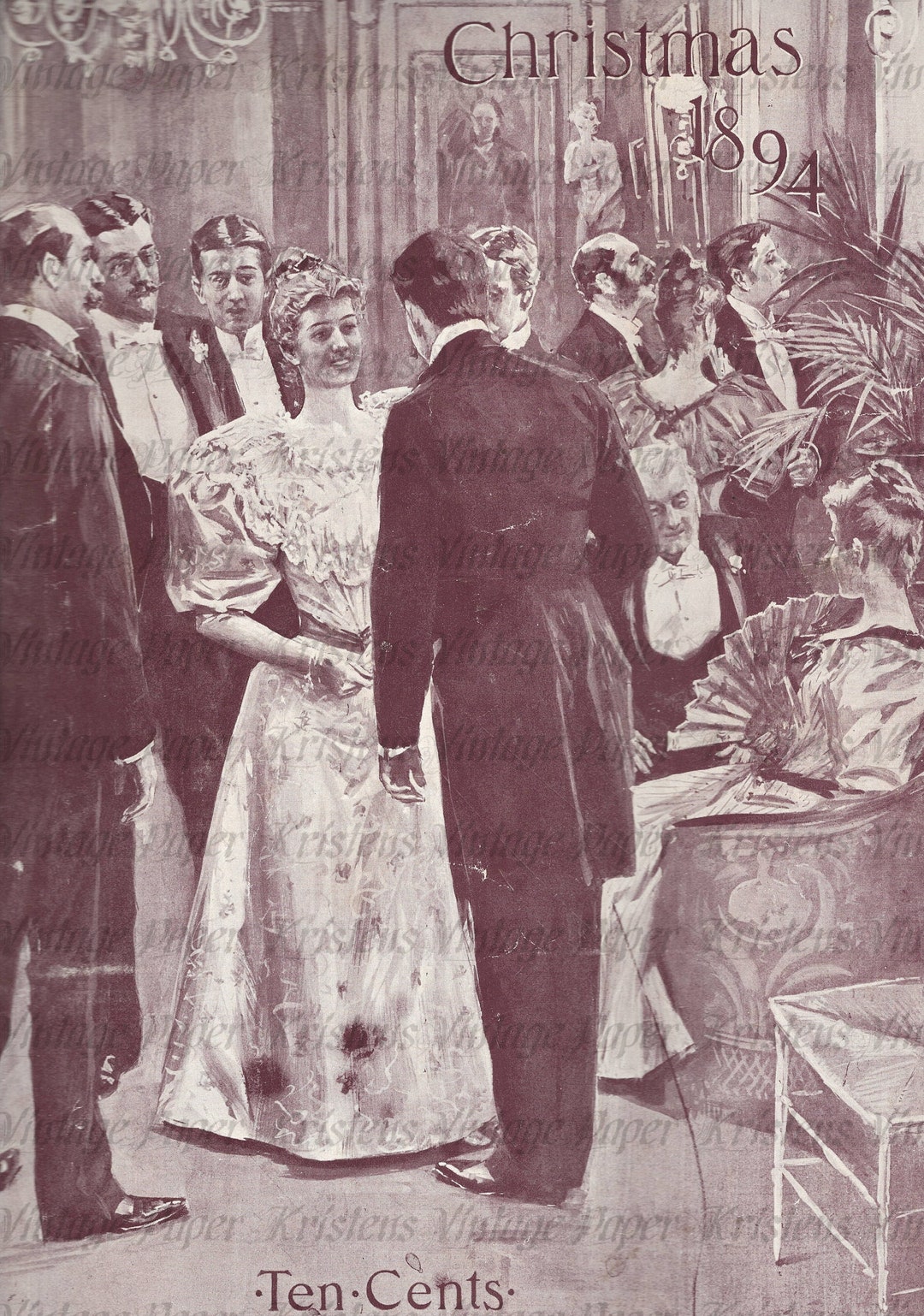 CHRISTMAS 1894 Party Ball Digital Image Download File Vintage Magazine ...