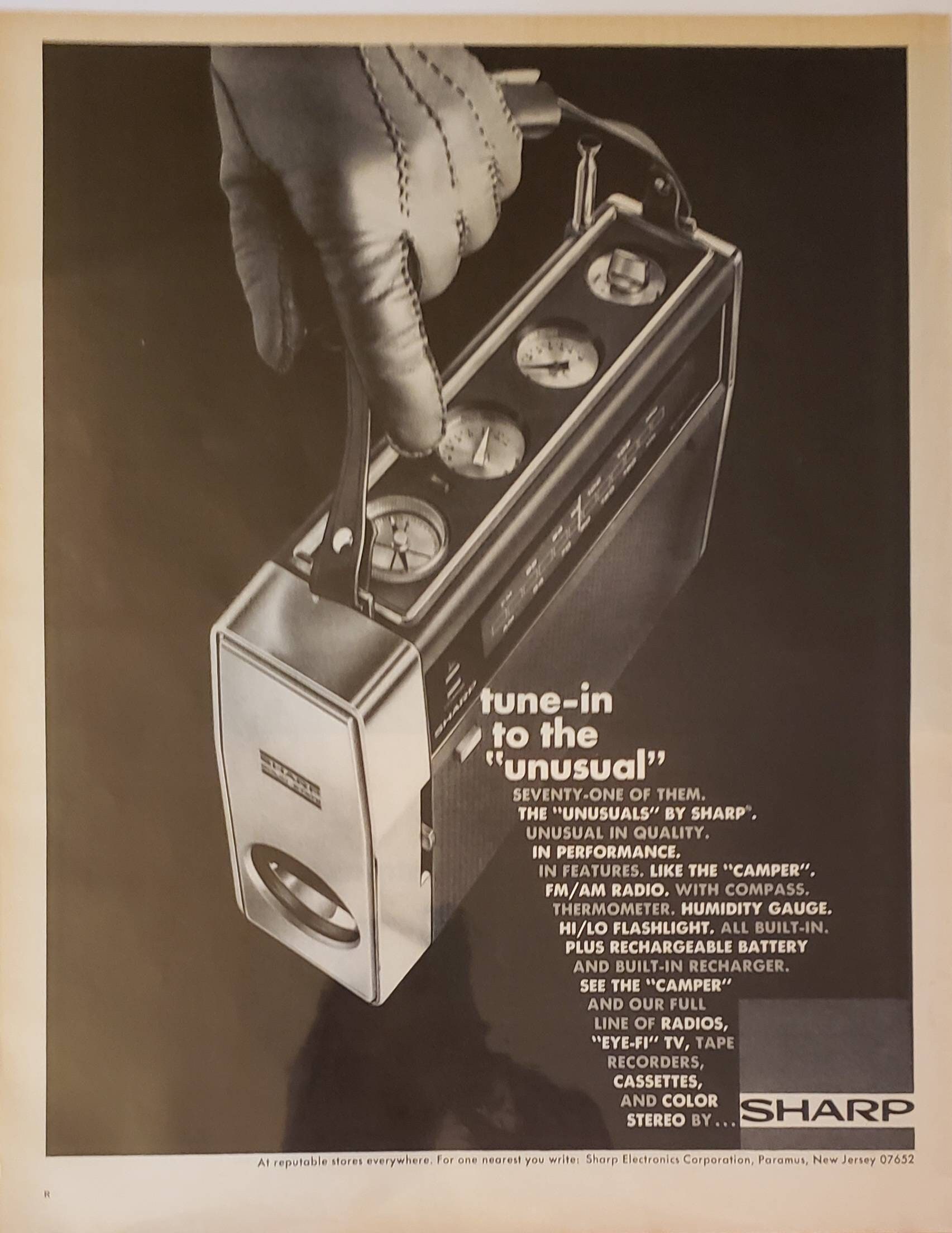 1970 SHARP Electronics Camper AM FM Radio Unusual Radios Vintage Print ...