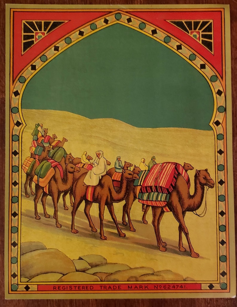 Vintage LABEL Camel Desert Caravan Middle East Scene - Etsy