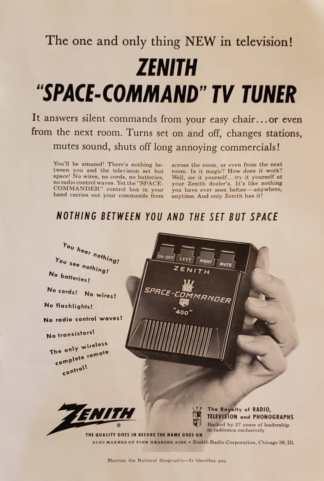 1956 ZENITH Space Command TV Tuner Tv Fernbedienung Gerät Elektronik ...