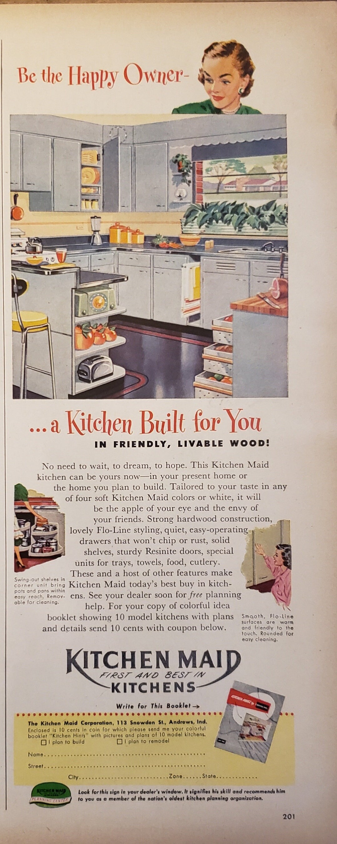 1951 KITCHEN MAID Kitchens Cabinets Household Vintage Print Ad - Etsy