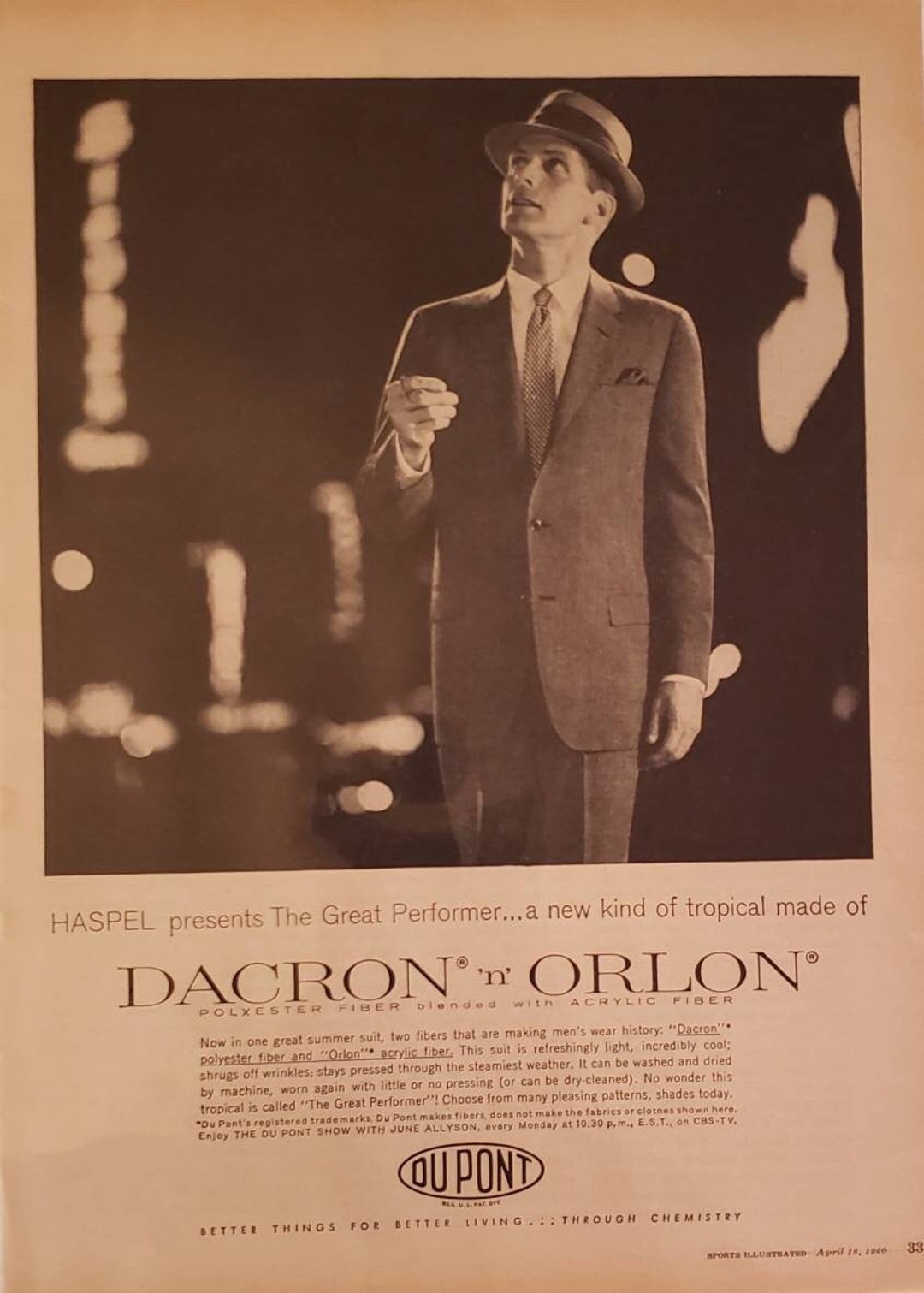 1960 DUPONT Dacron Orlon Polyester Acrylic Fiber Haspel Great Performer ...