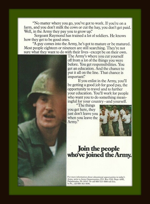 1975 US Army vintage Magazine Ad Military Recruitment | Etsy