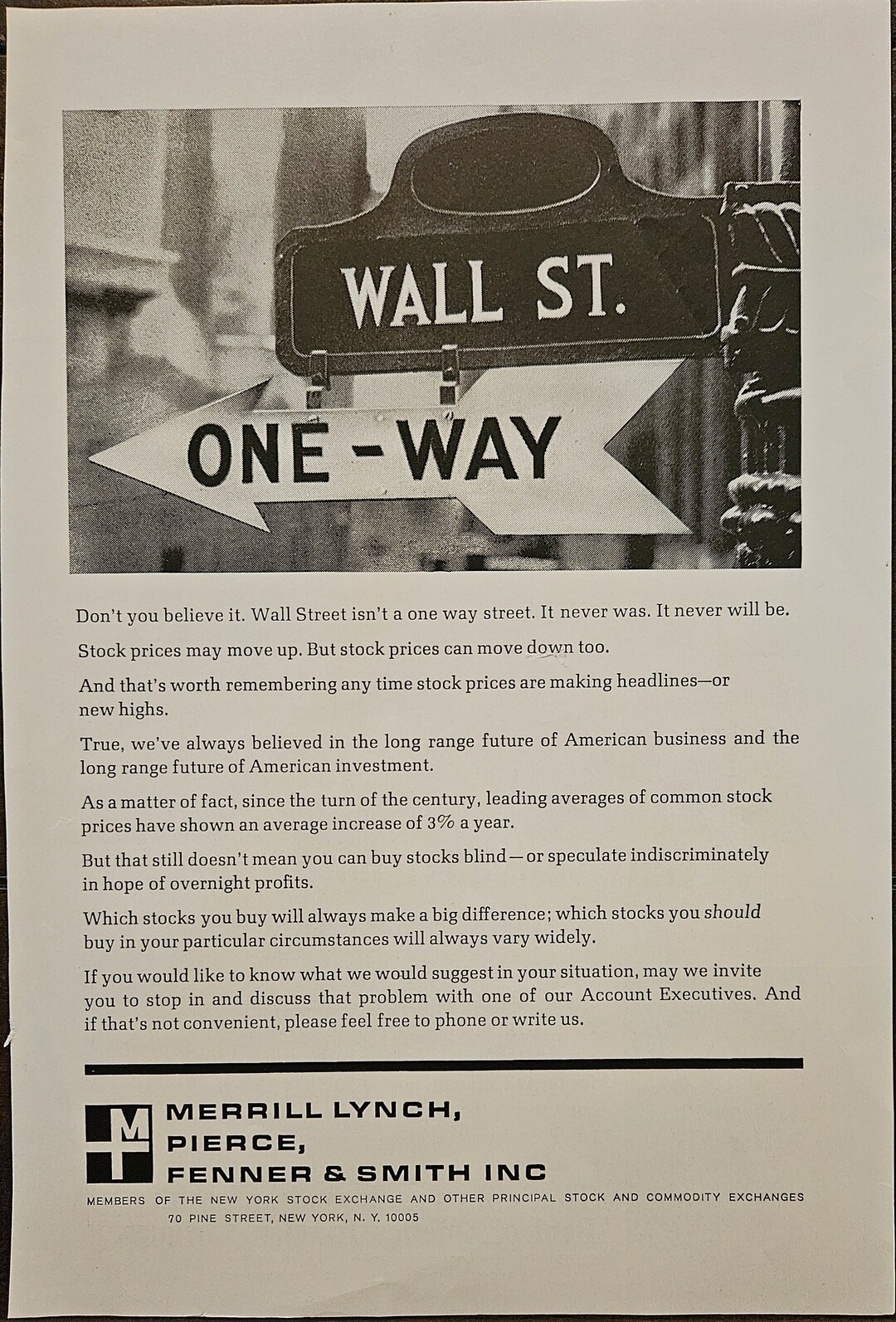 1967 Merrill Lynch, Pierce, Fenner & Smith Inc Vintage Ad, Wall Street ...