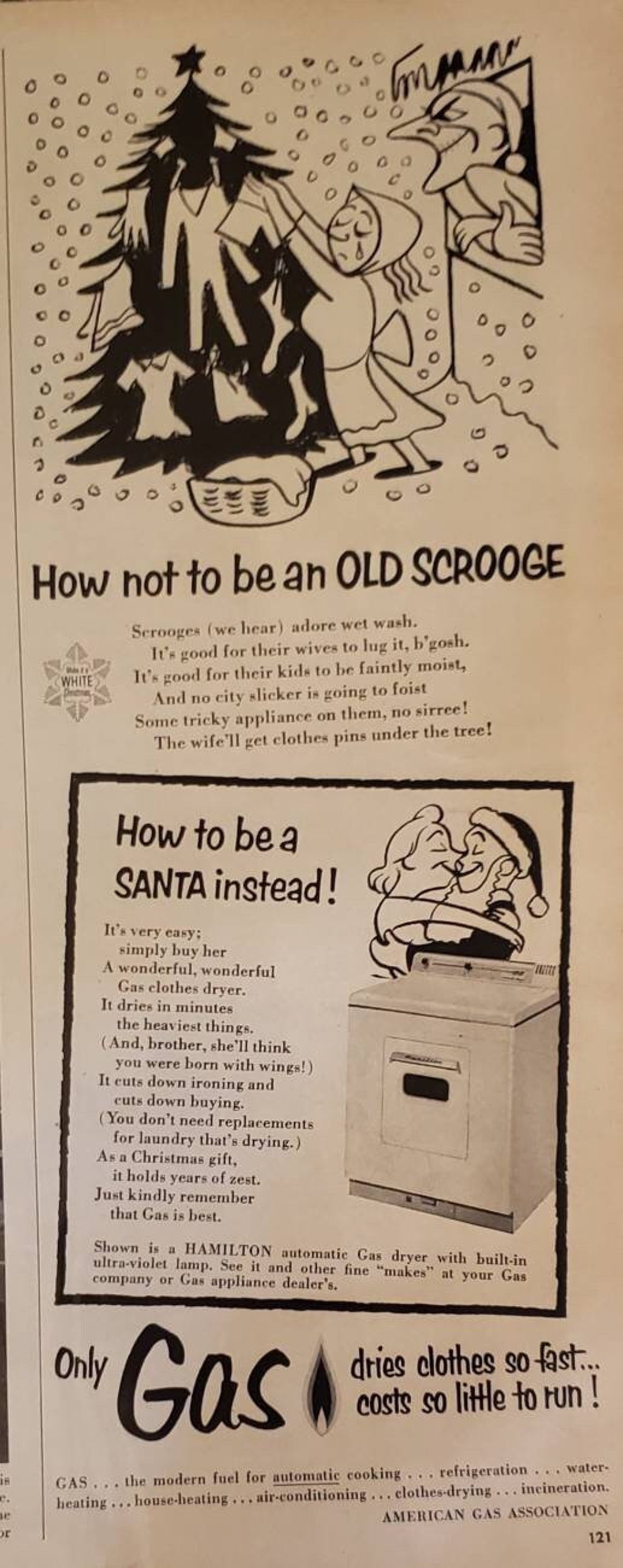 1954 AMERICAN GAS ASSOCIATION Scrooge Christmas Laundry Dryer Appliance ...