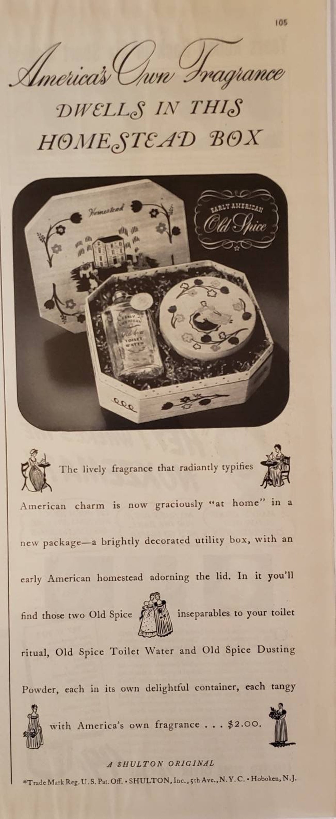 1940 OLD SPICE Fragrance Toilet Water Dusting Powder Homestead Box Gift ...