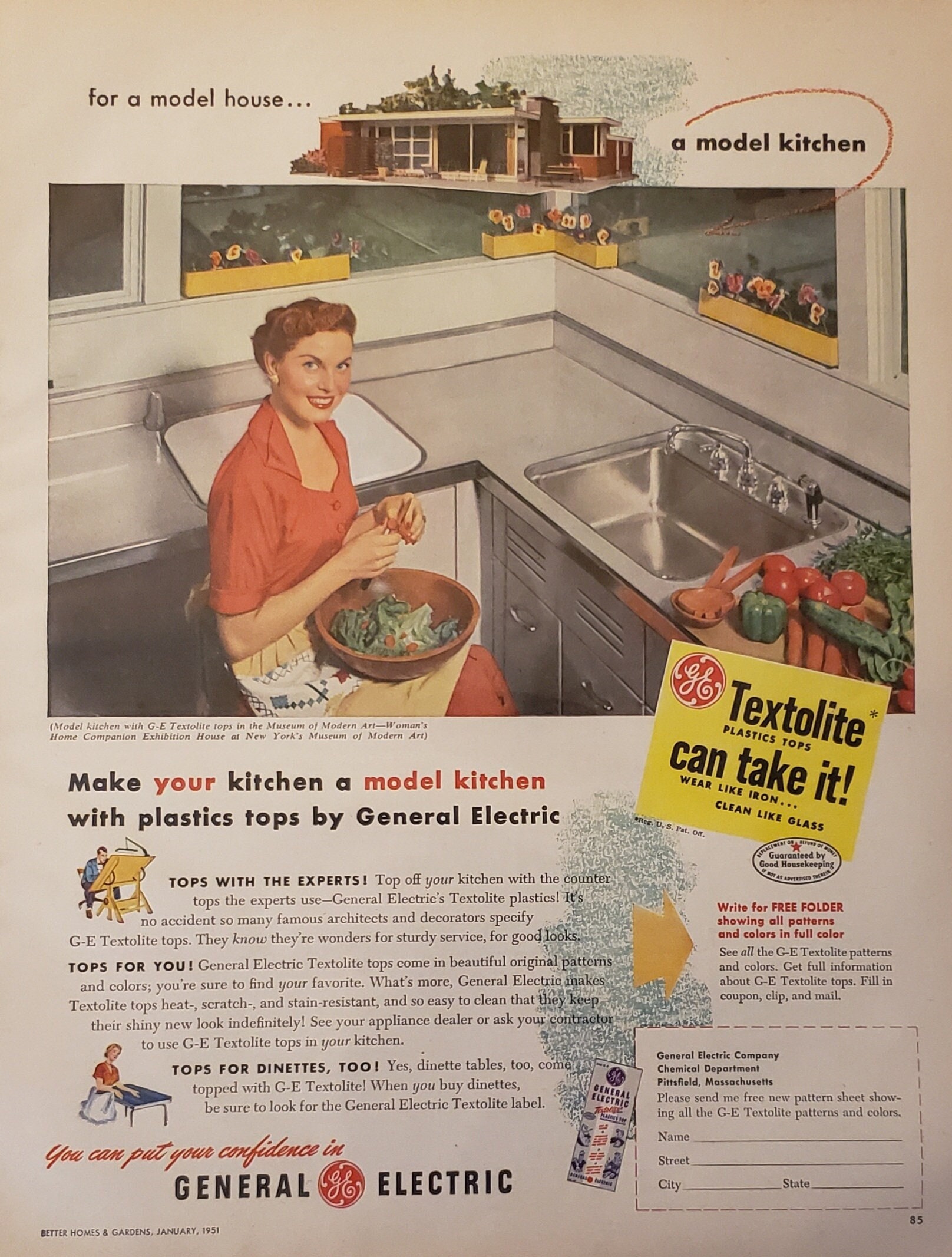 1951 GE General Electric Textolite Plastic Tops Kitchen Counter Top ...