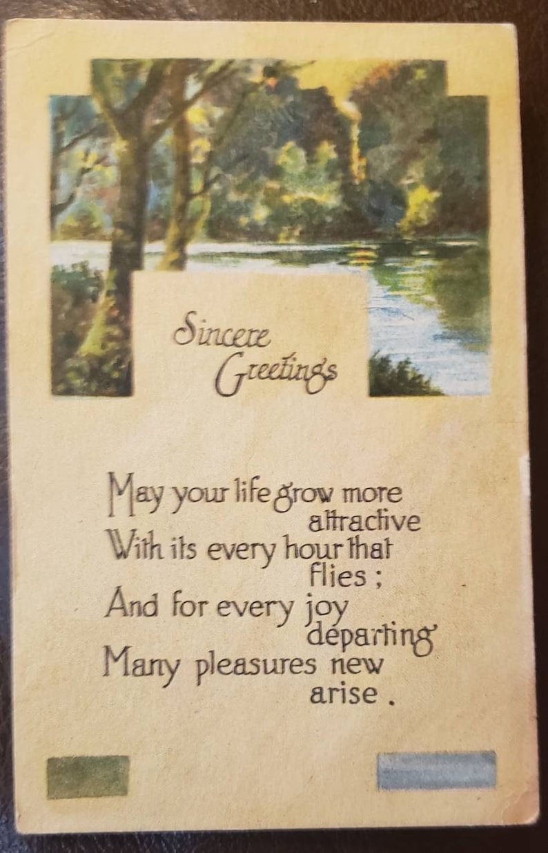 1917 SINCERE GREETINGS Poem Nature Scene Vintage Post Card - Etsy