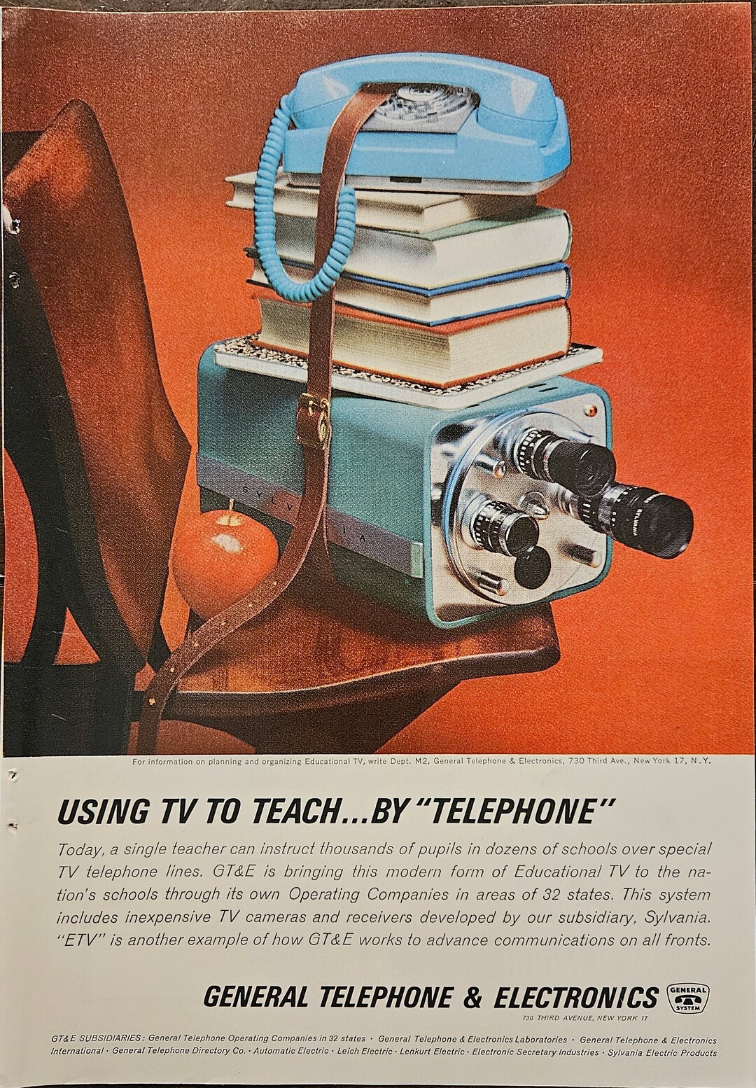 1963 GT&E General Telephone and Electronics Vintage Ad, Using TV to ...