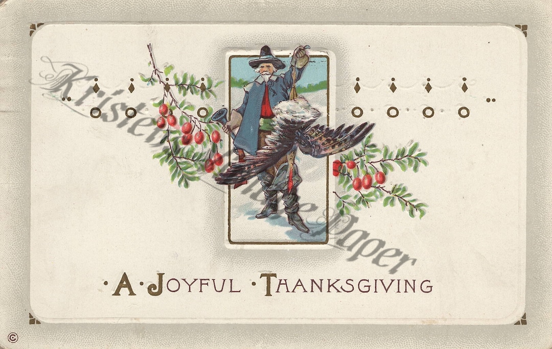 Digital Download File THANKSGIVING Digital Image File Turkey Pilgrim ...