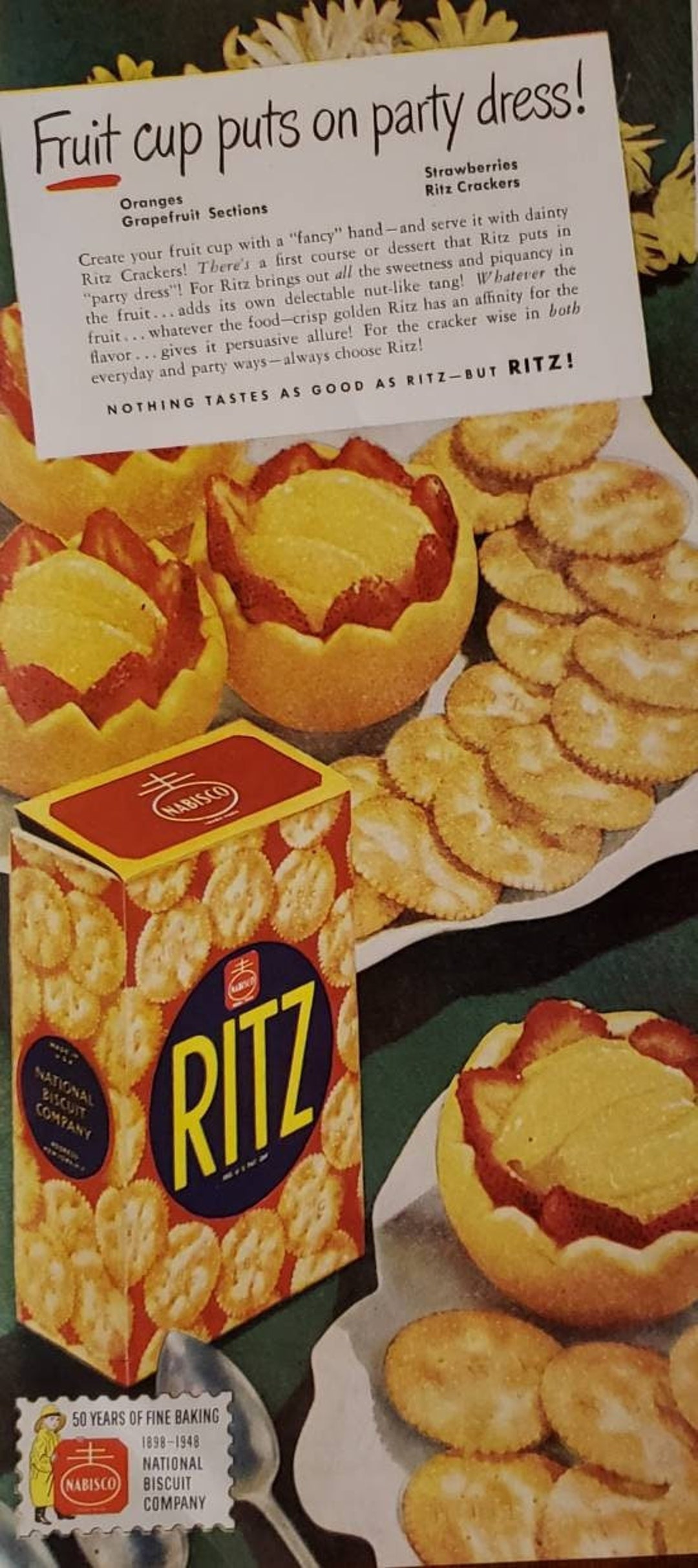 1948 RITZ Crackers Nabisco Biscuit Company Fruit Cup Recipe Food ...