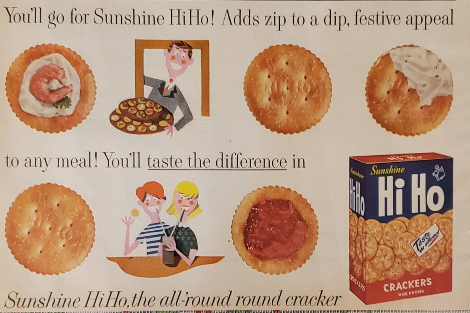 1958 SUNSHINE HI HO Crackers Cracker Snack Food Vintage Print Ad - Etsy