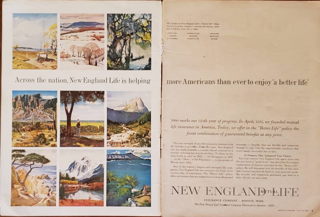 1960 NEW ENGLAND LIFE Insurance Company Better Life Policy Locale ...