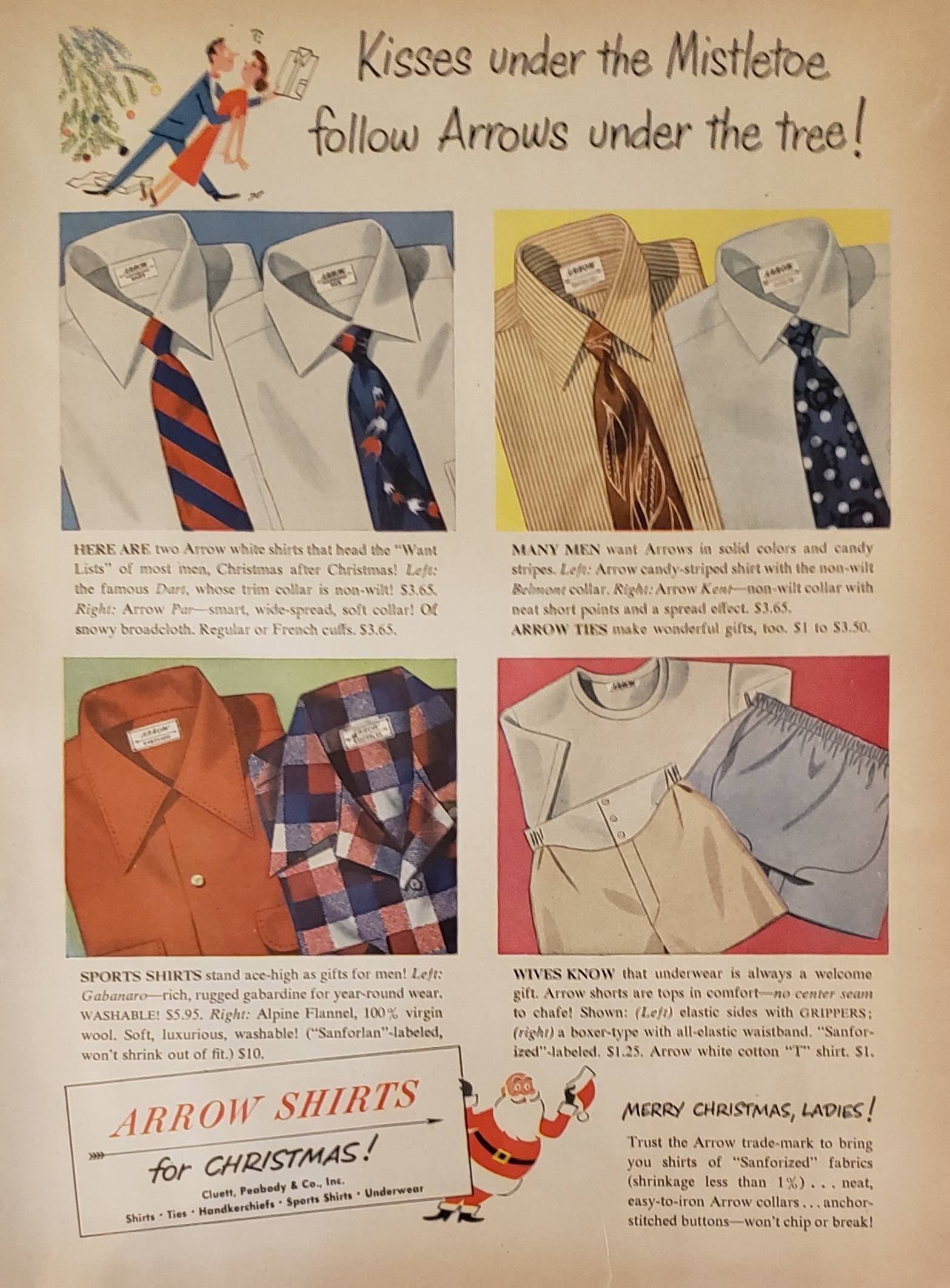 1950 ARROW SHIRTS Mens Clothing Fashion Christmas Gifts Vintage Print ...