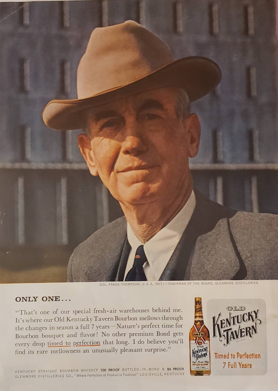 1957 Old Kentucky Tavern Bourbon Whiskey Glenmore Distilleries Chairman ...