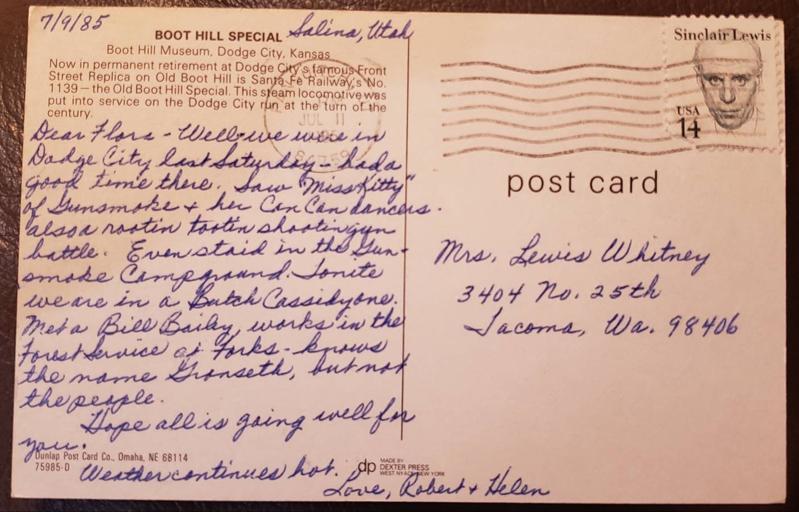 DODGE CITY KS Kansas Boot Hill Special Locomotive Train 1980s Vintage ...