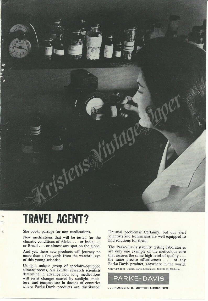 1962 Vintage Ad Parke-davis Research Scientist - Etsy