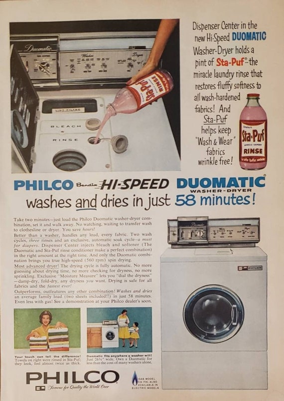 1960 PHILCO Hi-speed Duomatic Washer Dryer Laundry Appliance | Etsy