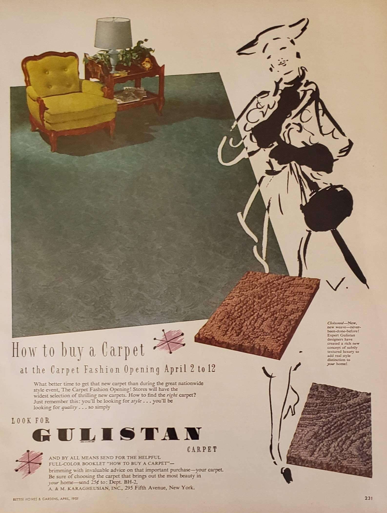 1951 GULISTAN CARPET Carpets Floor Fashion Household Vintage Print Ad ...