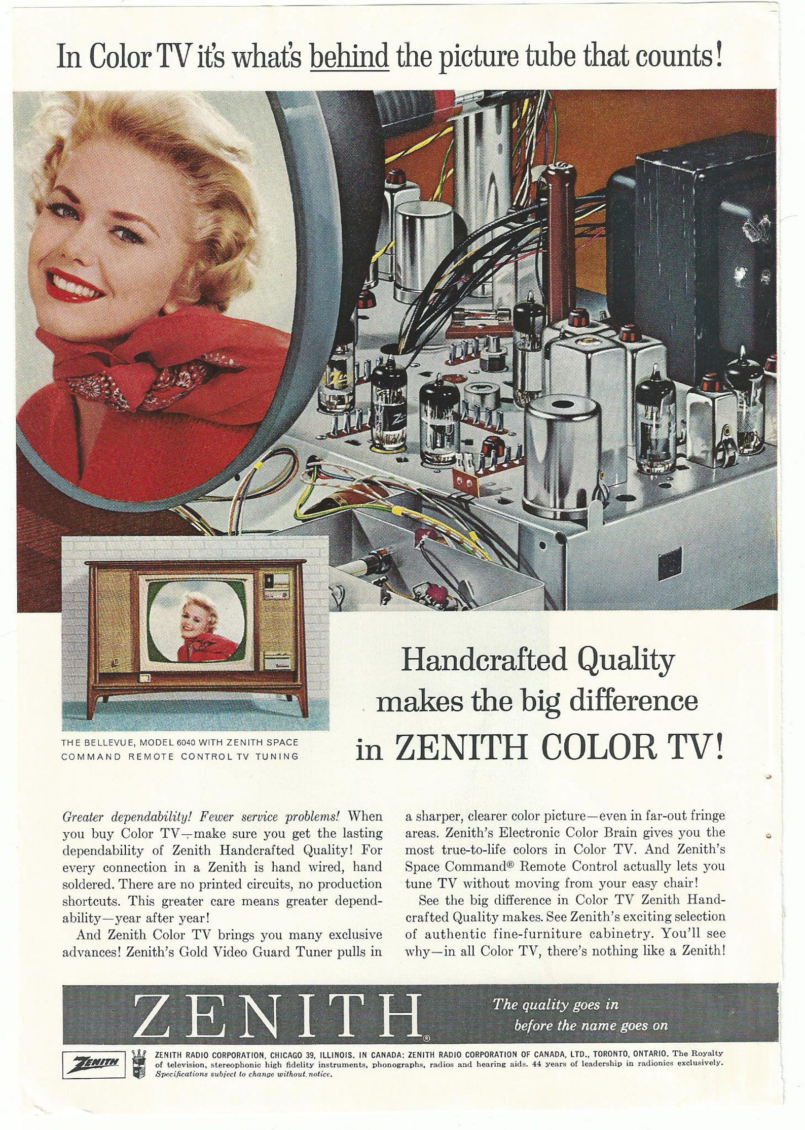 1960s ZENITH Color TV Vintage Ad Television TV Set Electronics Retro ...