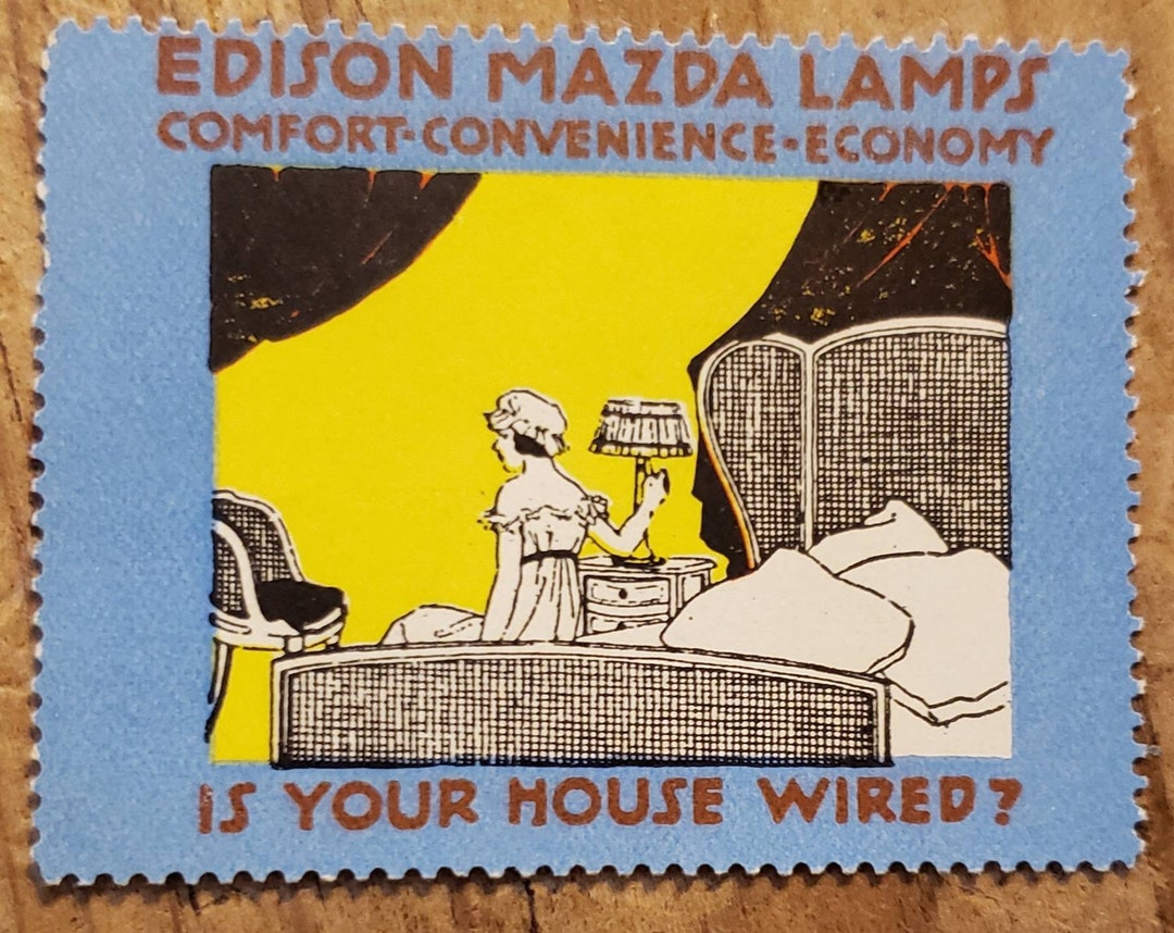 EDISON MAZDA LAMPS Vintage Advertising Poster Stamp - Etsy