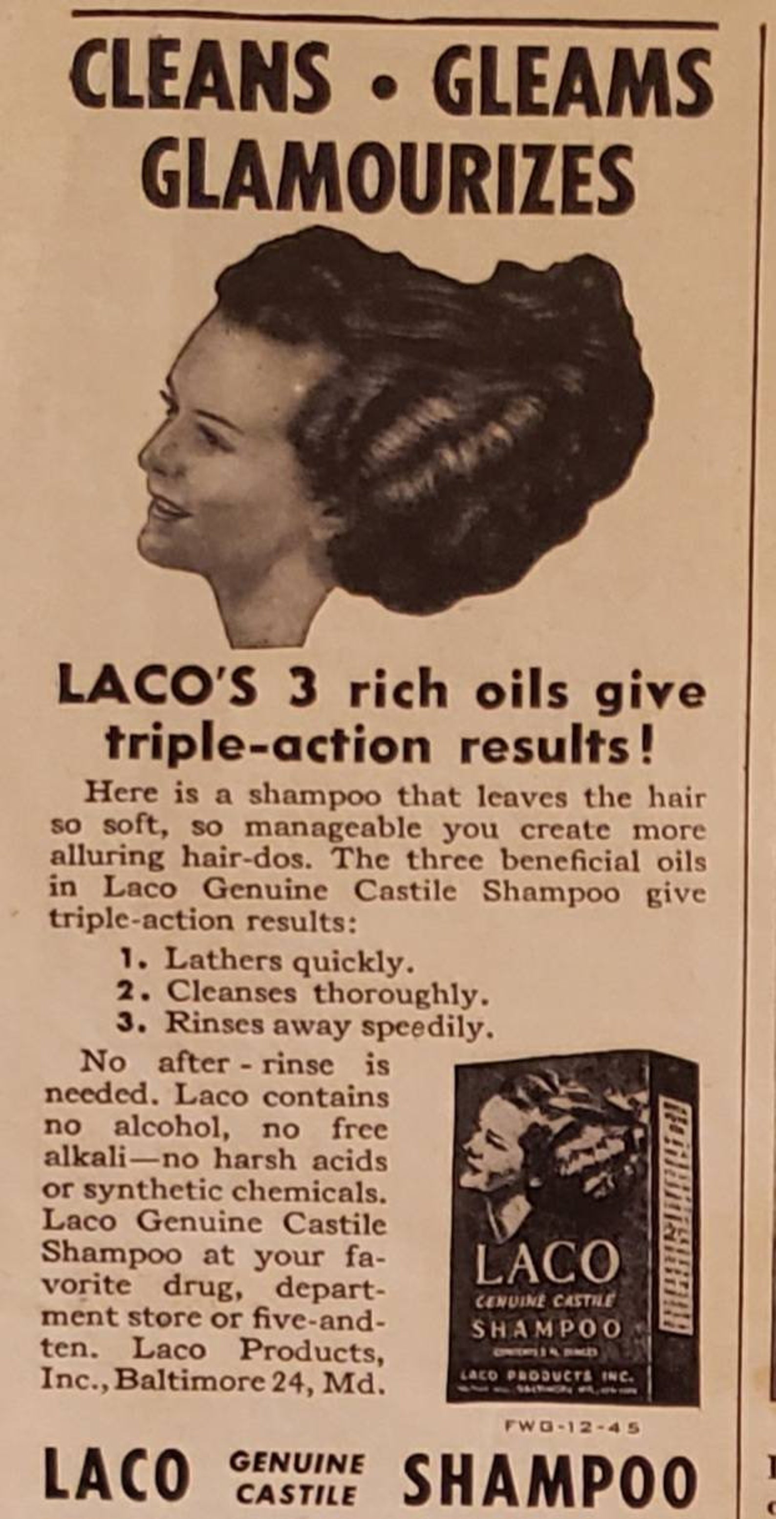1941 VARIOUS ADS Ex-lax Laco Shampoo Excello Kitchen Towels BC Headache ...