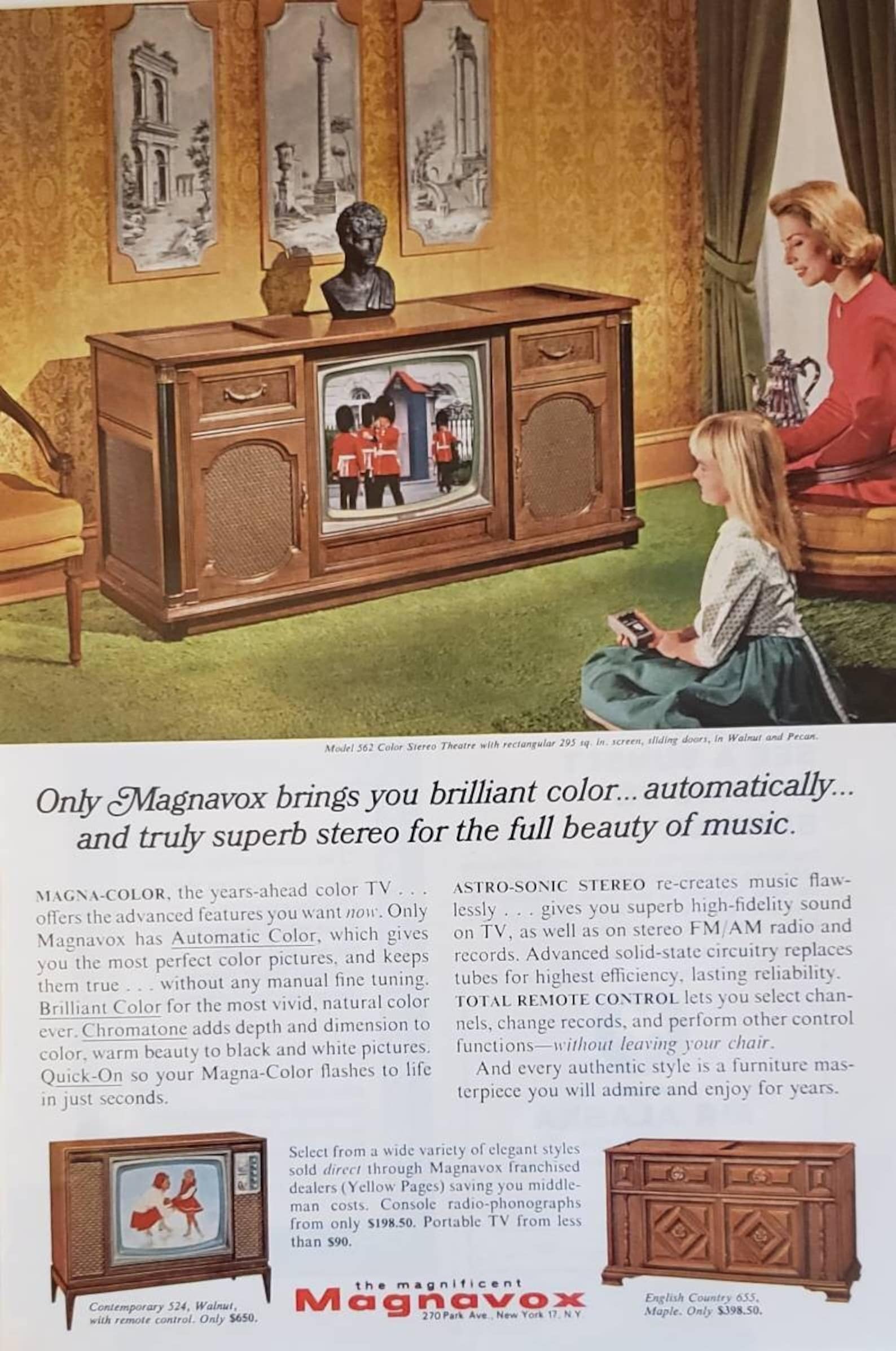 1966 MAGNAVOX Color Stereo Theater TV Television Magna-color Mother ...