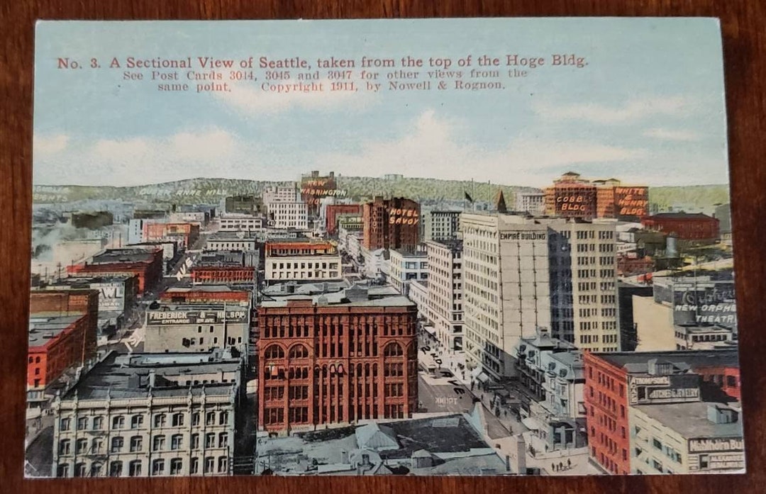 1912 SEATTLE WA Washington Downtown View From Hoge Building Vintage ...