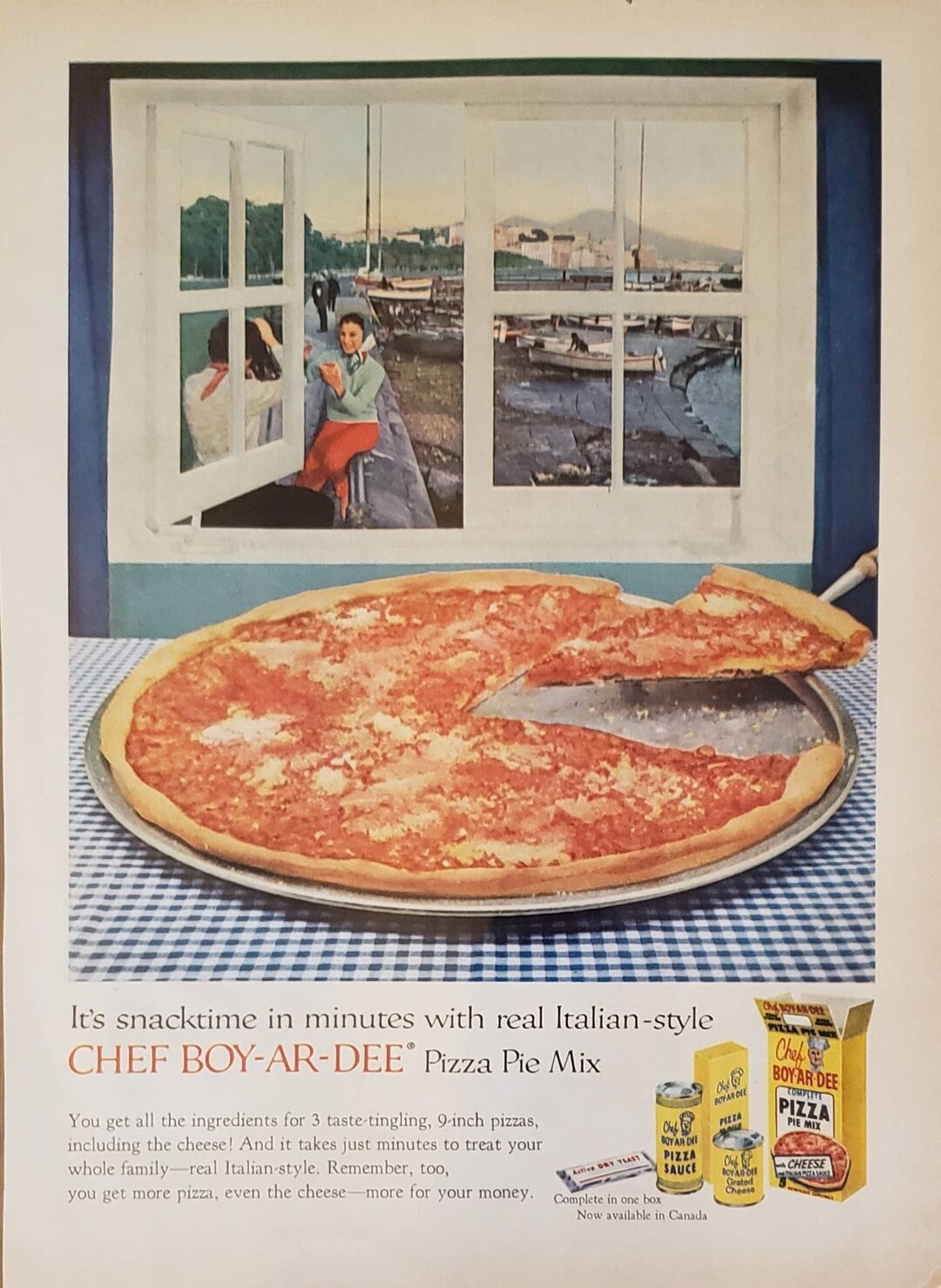 1958 Chef Boy-ar-dee Pizza Pie Mix Food Vintage Print Ad - Etsy