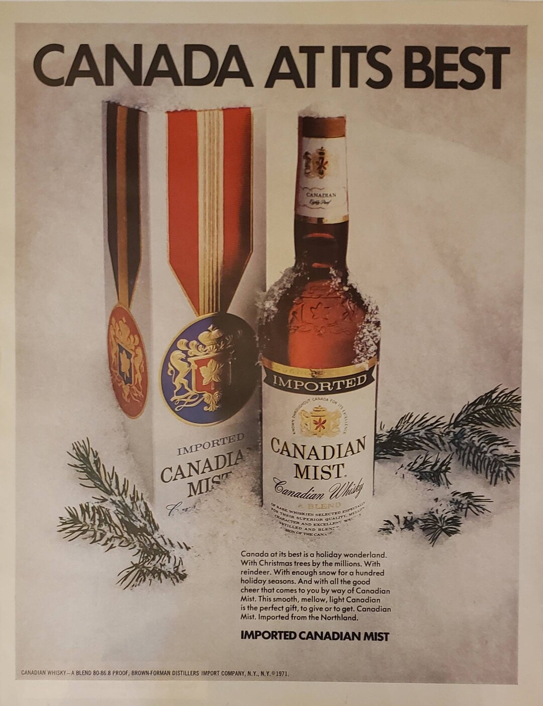 1972 IMPORTED CANADIAN MIST Whisky Canada Alcohol Liquor Holiday Gift ...