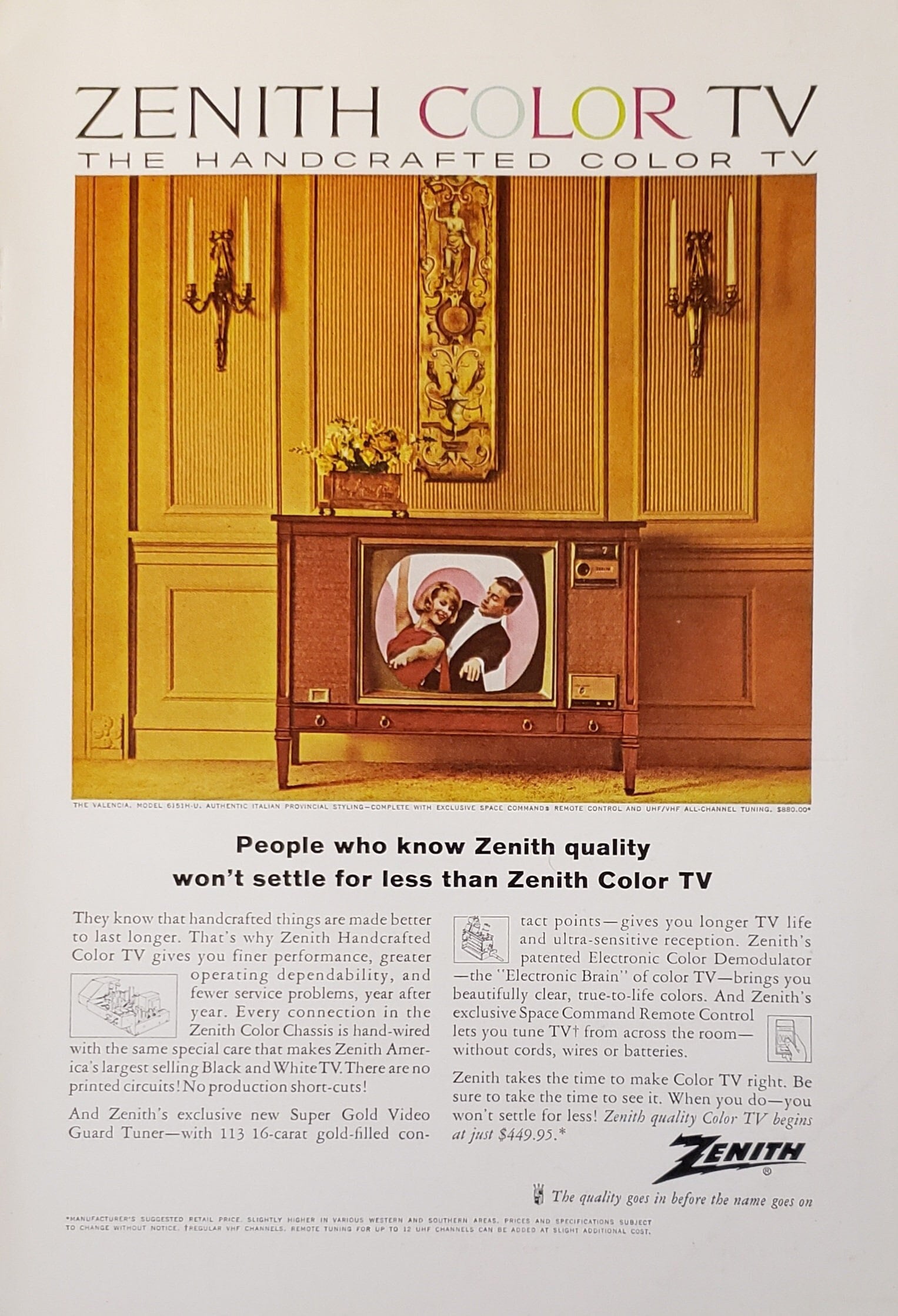 1964 ZENITH Color TV Television Vintage Print Ad Wall Decor - Etsy