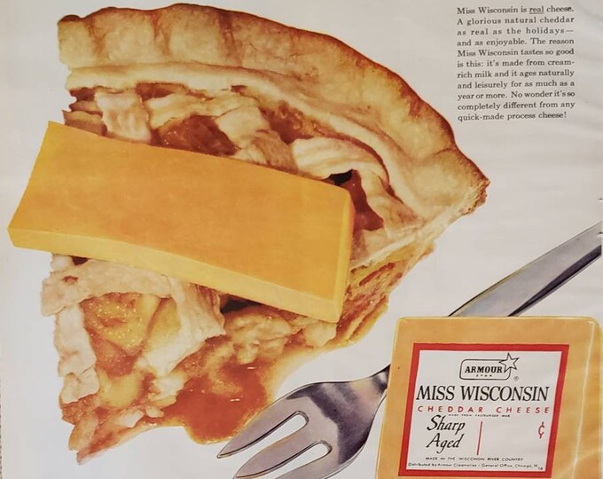1954 Armour Star MISS WISCONSIN Cheddar Cheese Dairy Food Apple Pie ...
