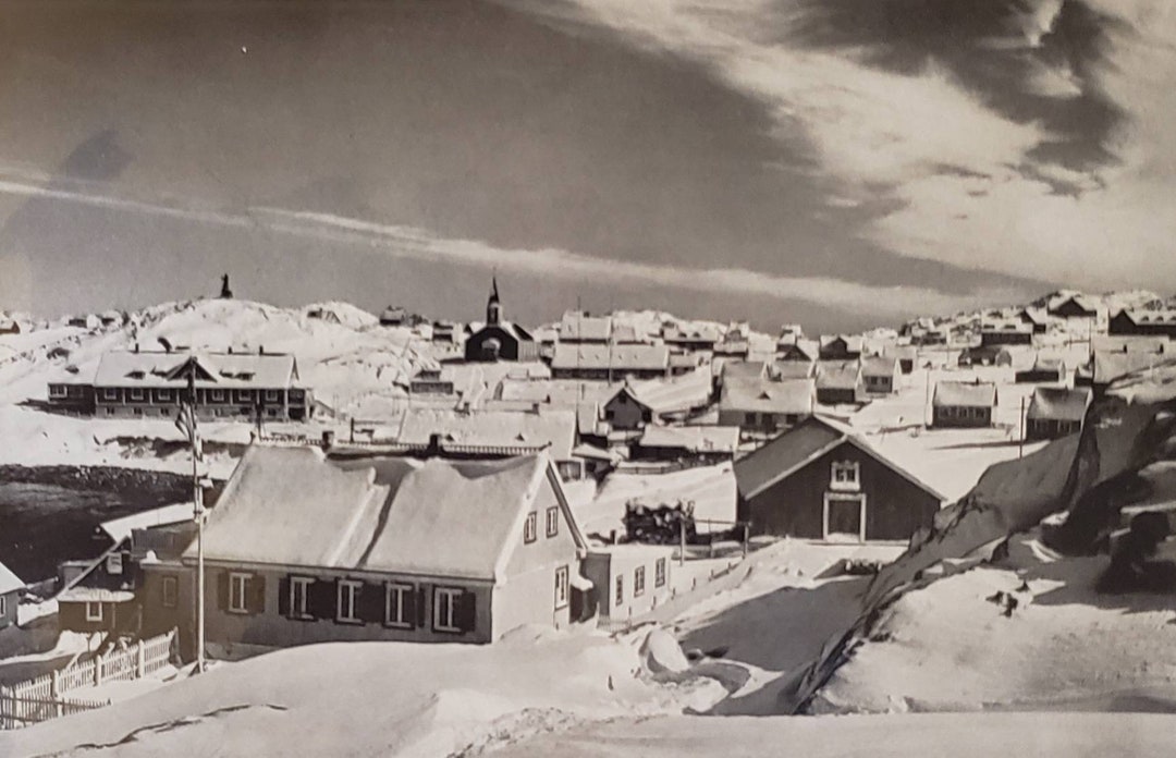 1946 GODTHAAB GREENLAND Capital Village Snow Covered Homes Hans Egede ...